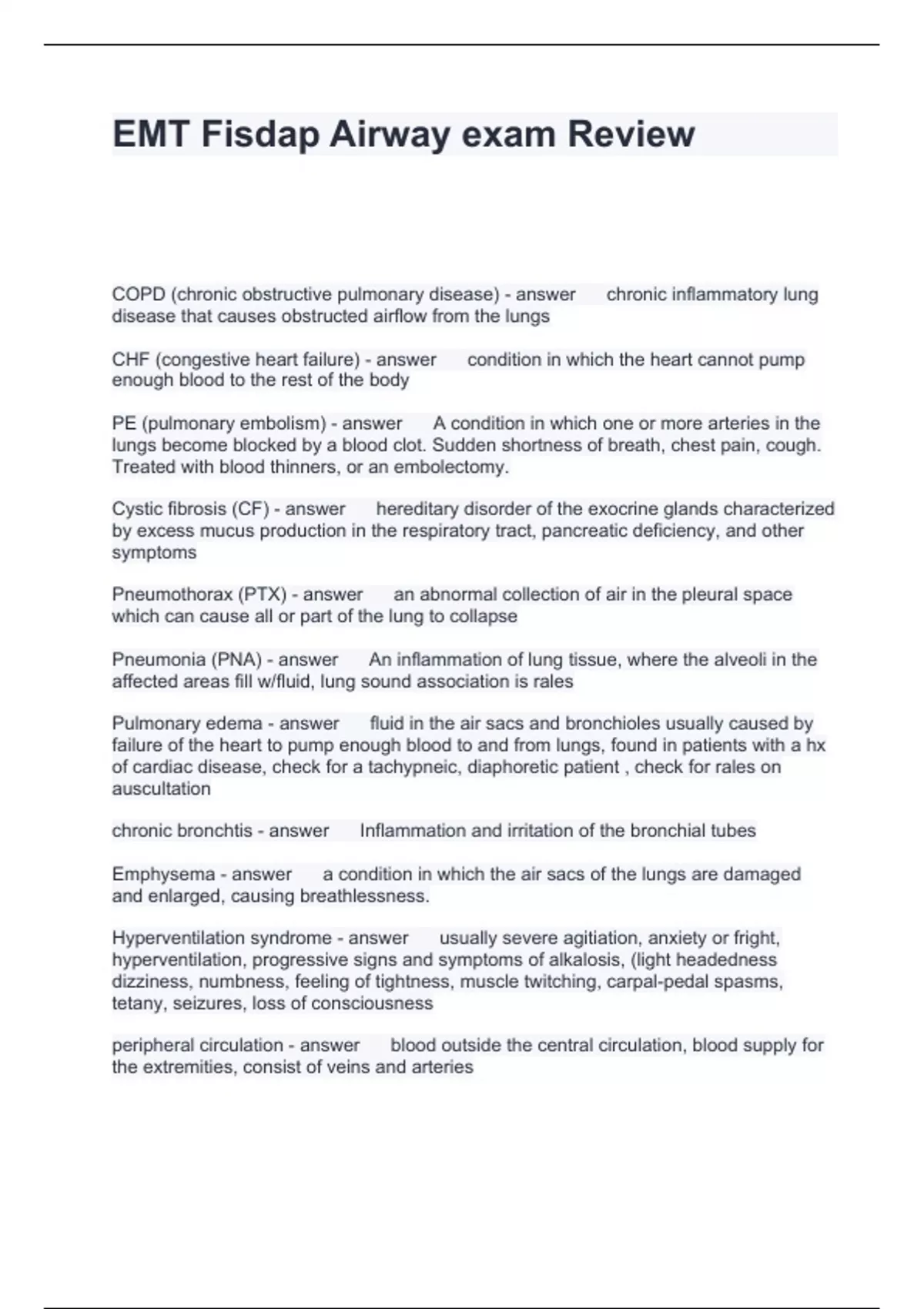 EMT Fisdap Airway exam Review Questions and Answers 2024 - EMT FISDAP ...