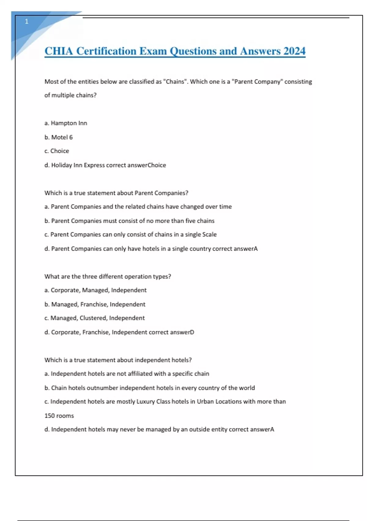 CHIA Certification Exam Questions and Answers 2024. - CHIA - Stuvia US
