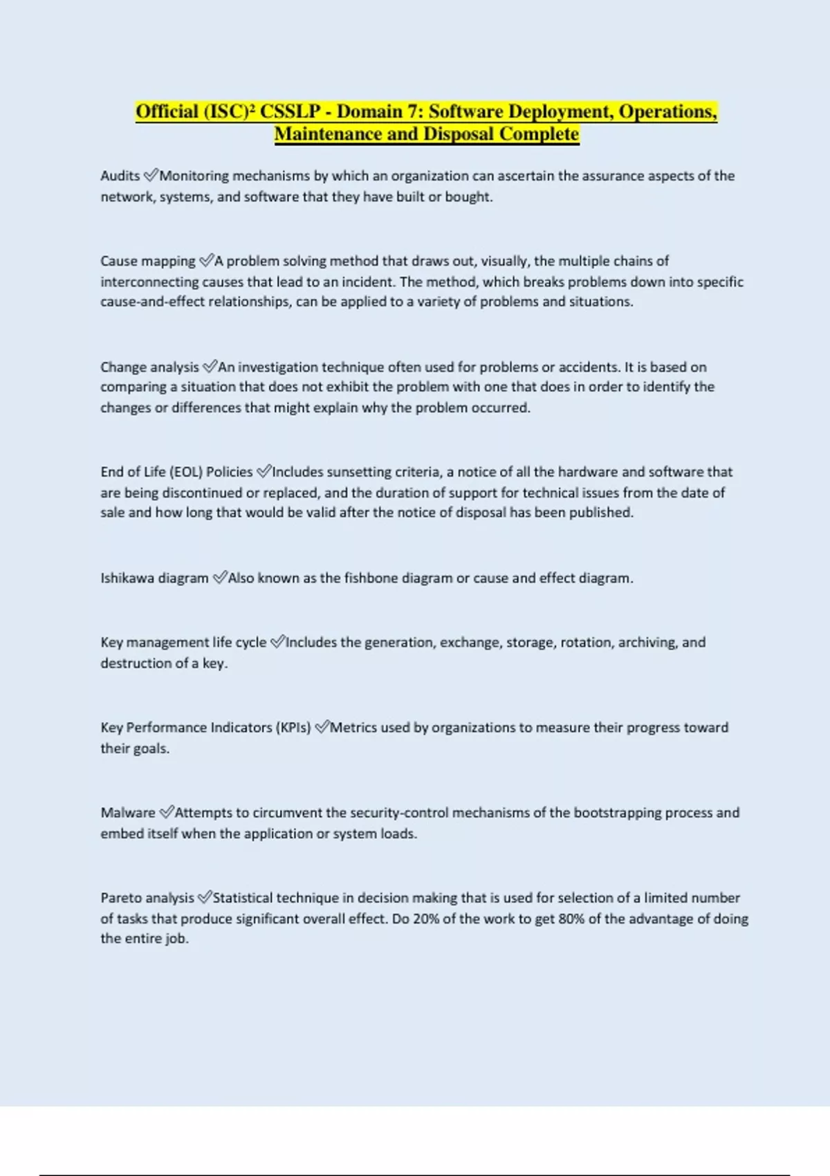 Official (ISC)² CSSLP - Domain 7: Software Deployment, Operations, Maintenance and Disposal ...