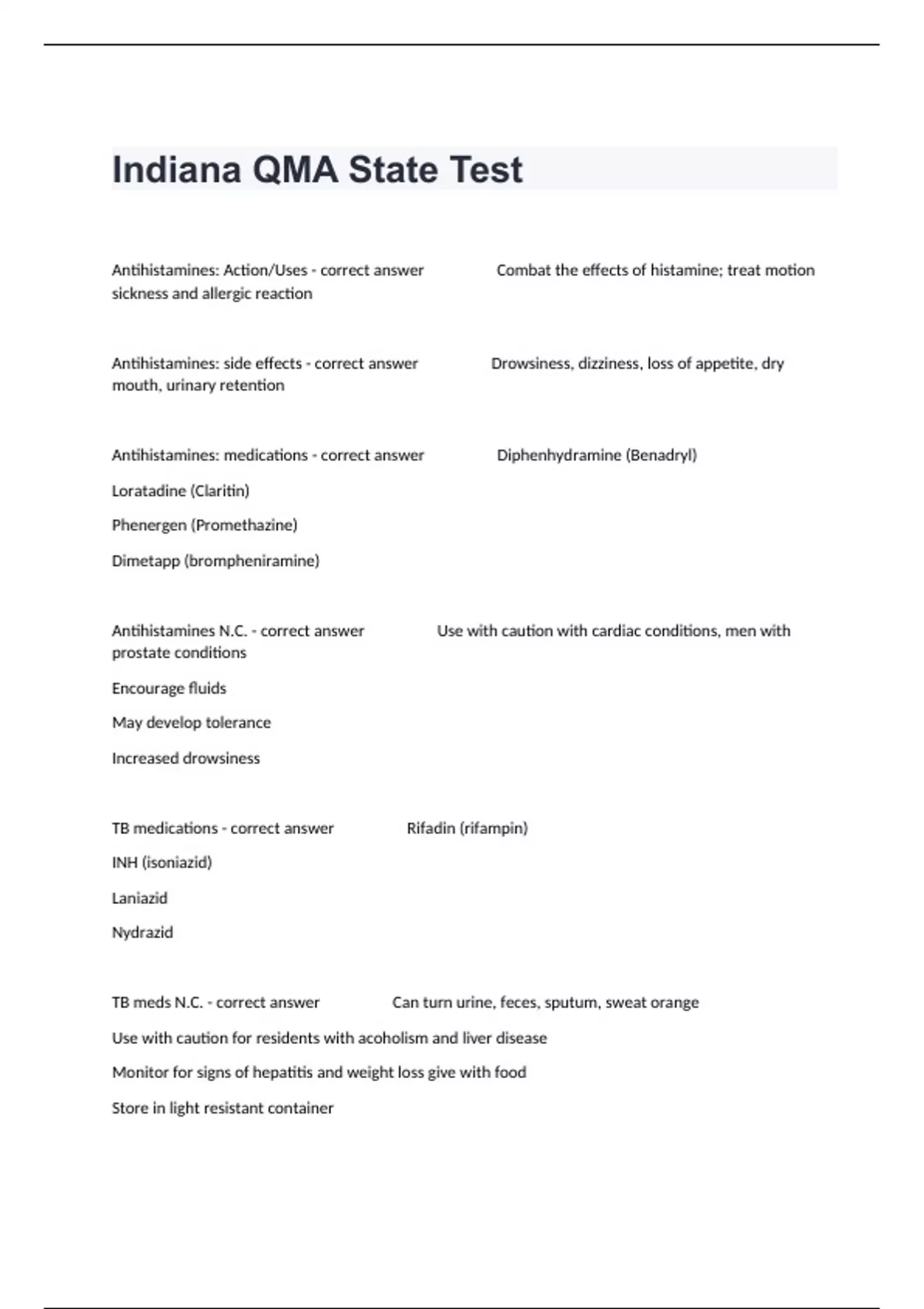 Indiana QMA State Test Exam With Complete Correct Answers Graded A+ ...