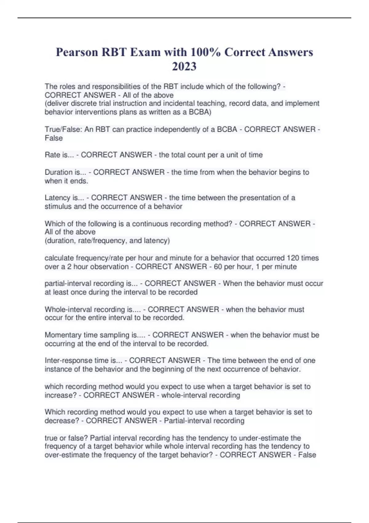 Pearson RBT Exam with 100% Correct Answers 2023 - Pearson RBT - Stuvia US