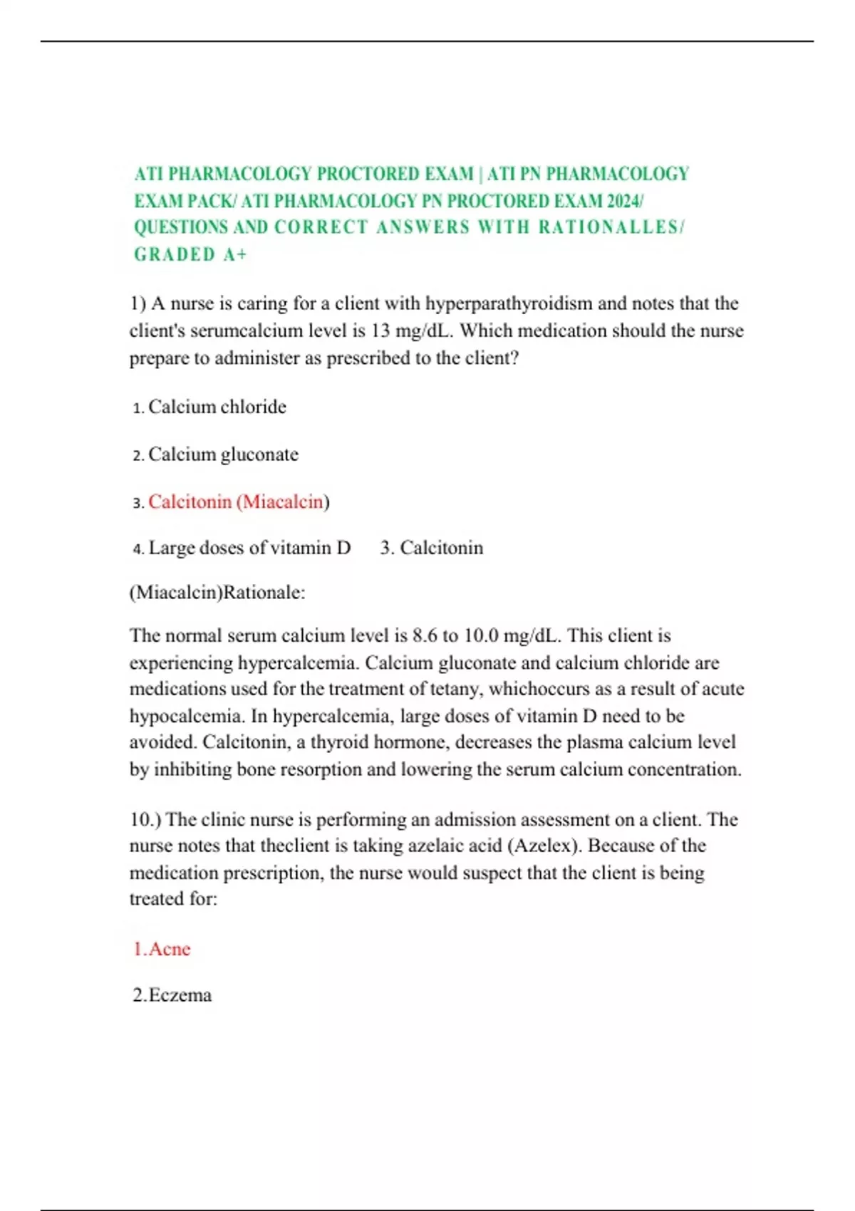 ATI PHARMACOLOGY CAPSTONE EXAM/ ATI PHARMACOLOGY PROCTORED EXAM | ATI ...