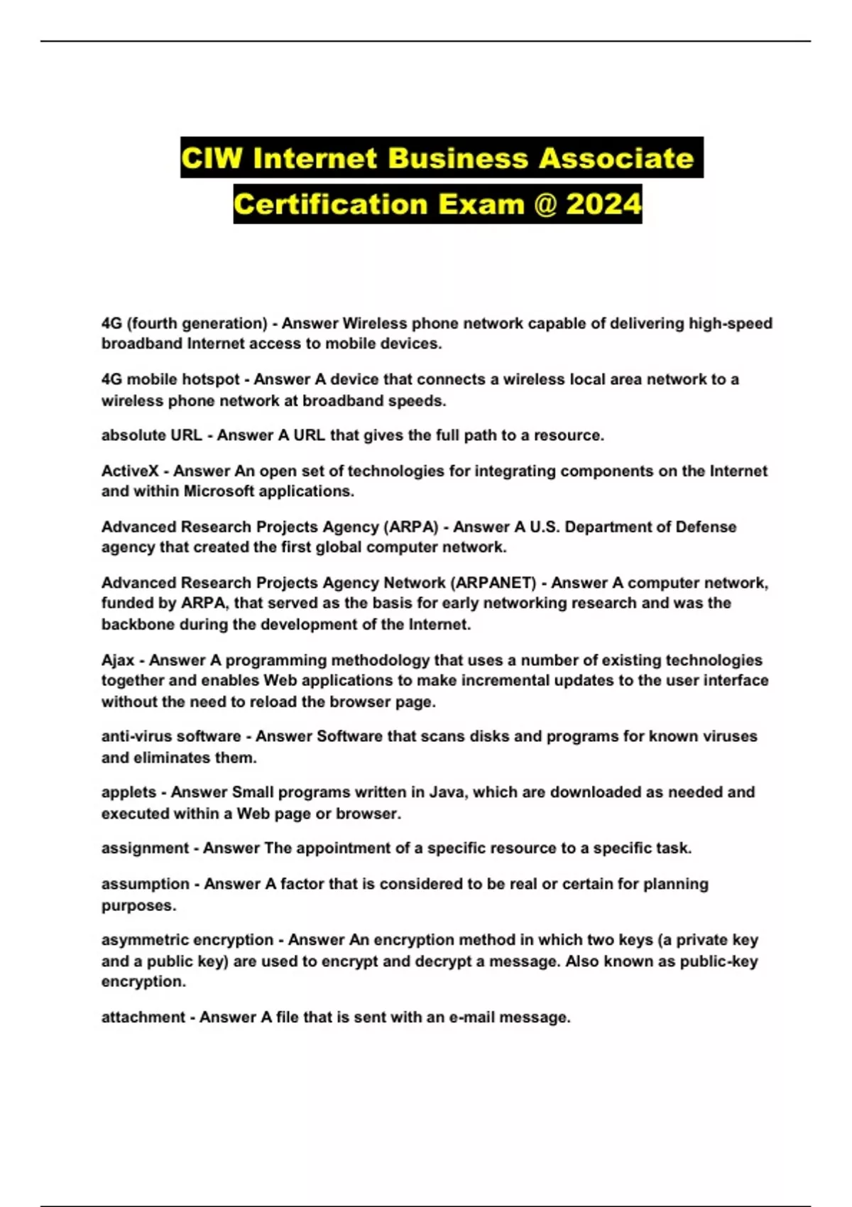 CIW Internet Business Associate Certification Exam @ 2024 - CIW ...