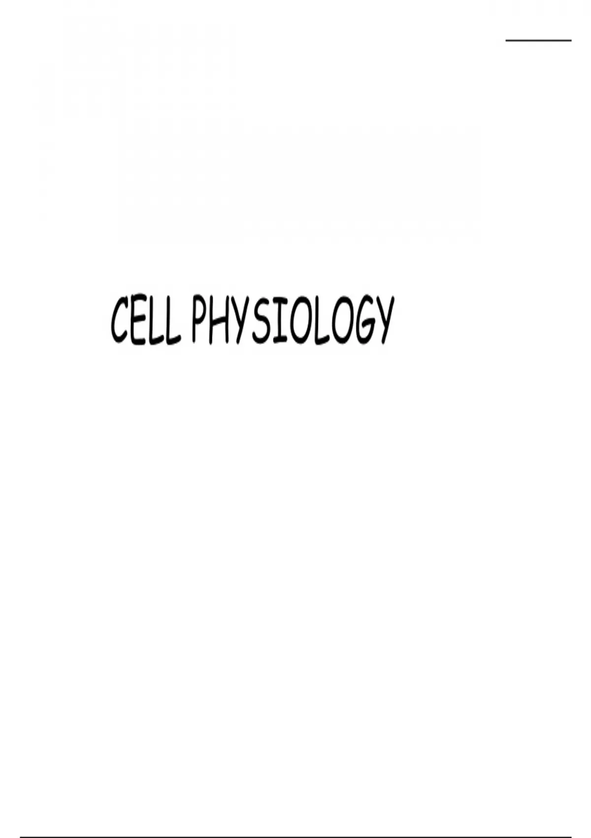 CELL PHYSIOLOGY - Nursing - Stuvia US