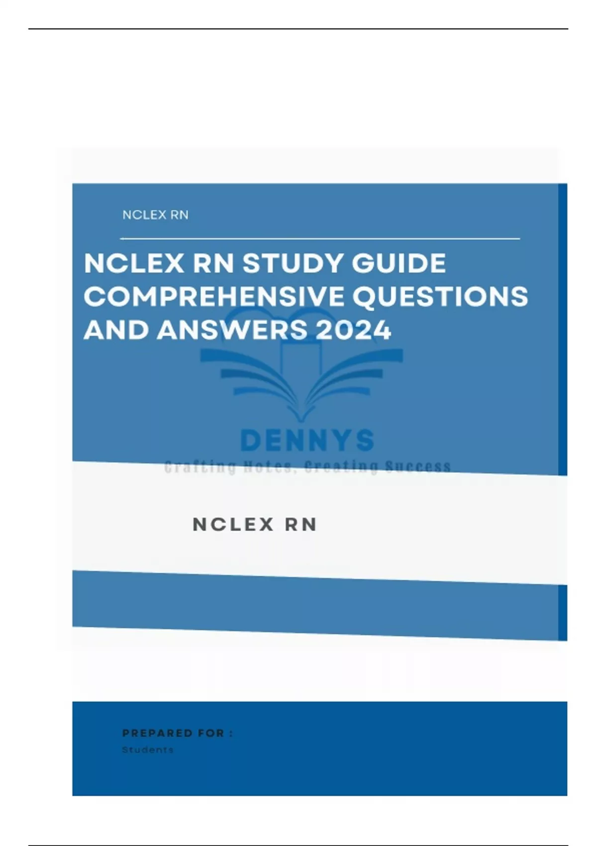 NCLEX/RN COMPREHENSIVE QUESTIONS AND ANSWERS 100% ACCURACY|UPDATED 2024 - NCLEX RN 2024 - Stuvia US