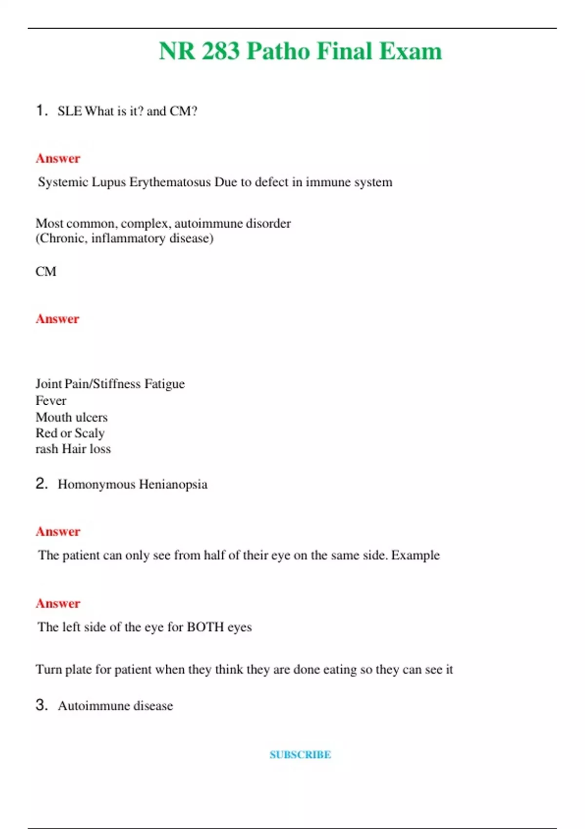 NR 283 (Latest 2024 / 2025) Patho Final Exam Questions & Answers with ...