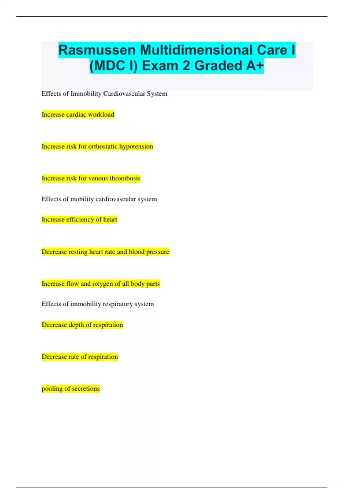 Rasmussen MDC 1 Bundled Exams Questions and Answers Multiple Versions ...