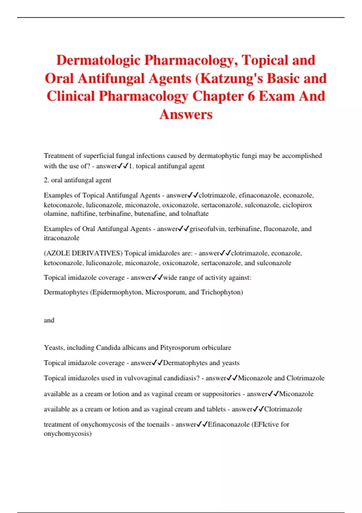 Dermatologic Pharmacology, Topical and Oral Antifungal Agents (Katzung's Basic and Clinical ...