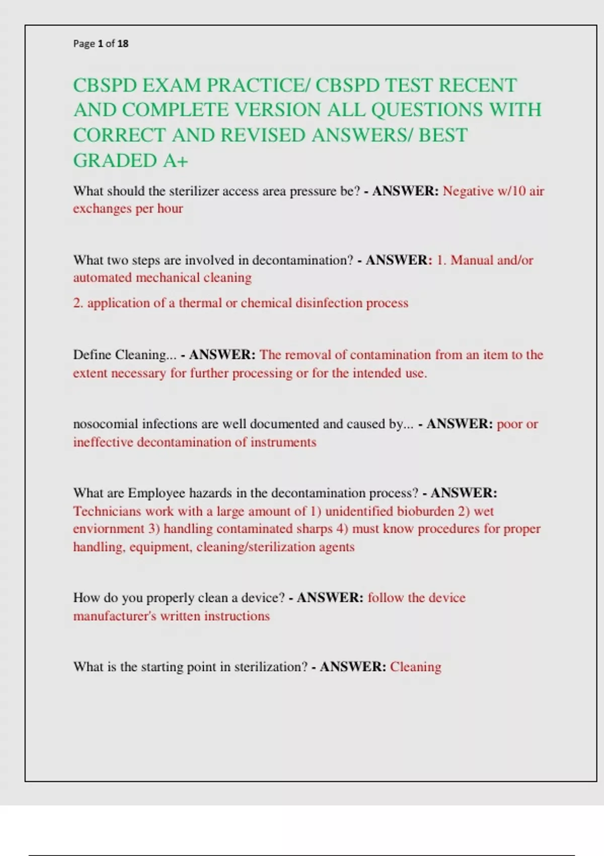 CBSPD EXAM PRACTICE/ CBSPD TEST RECENT AND COMPLETE VERSION ALL ...