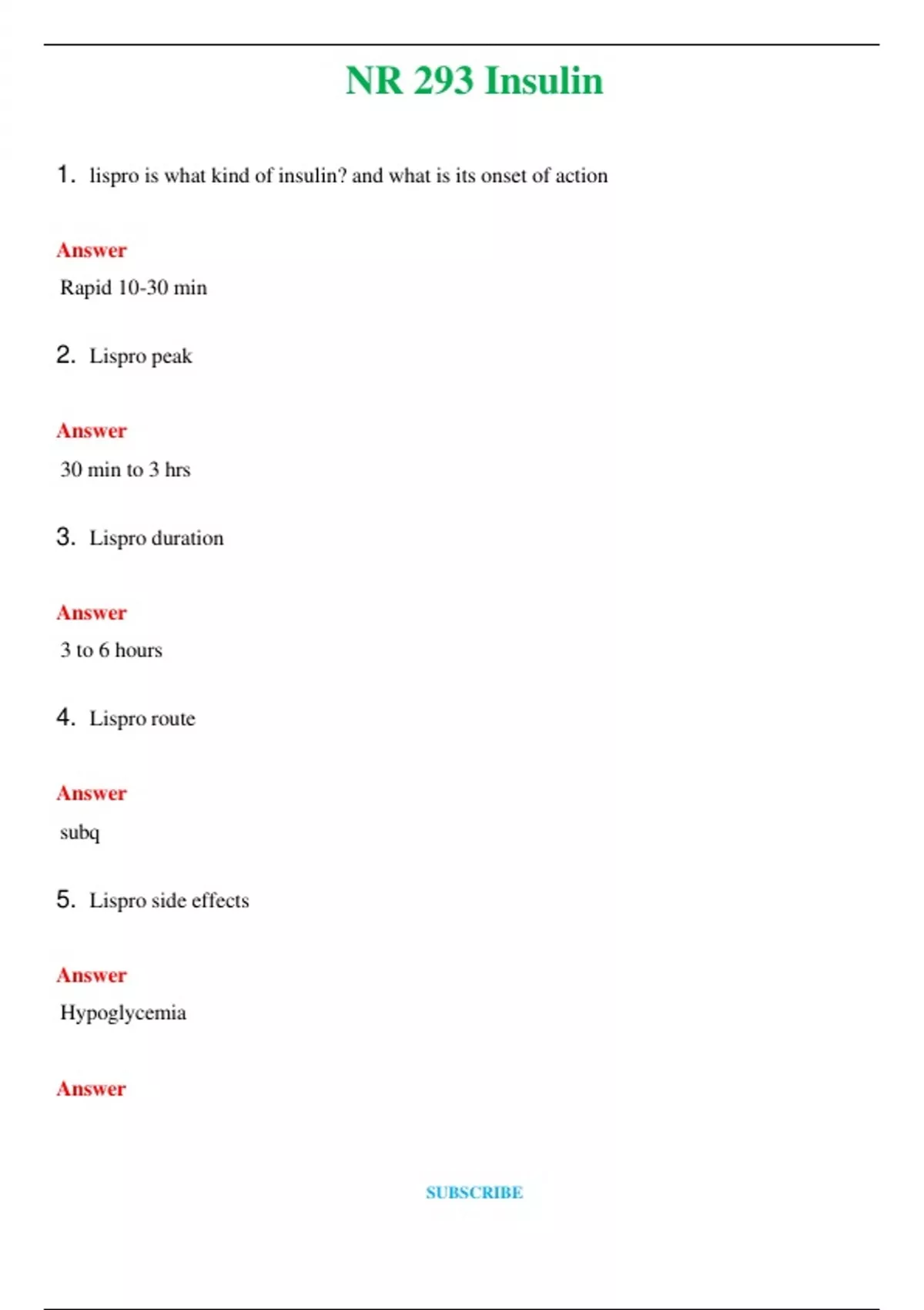 NR 293 (Latest 2024 / 2025) Insulin Questions & Answers with rationales ...