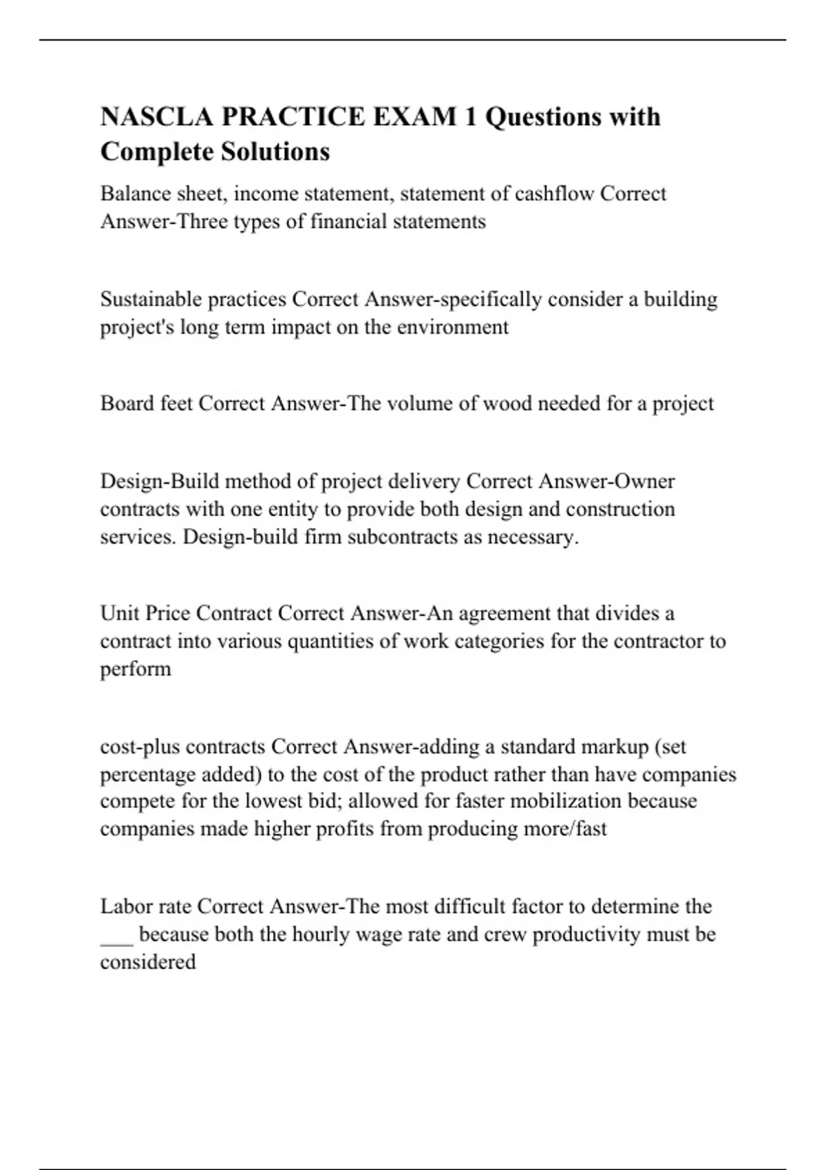 NASCLA PRACTICE EXAM 1 Questions with Complete Solutions - NASCLA ...