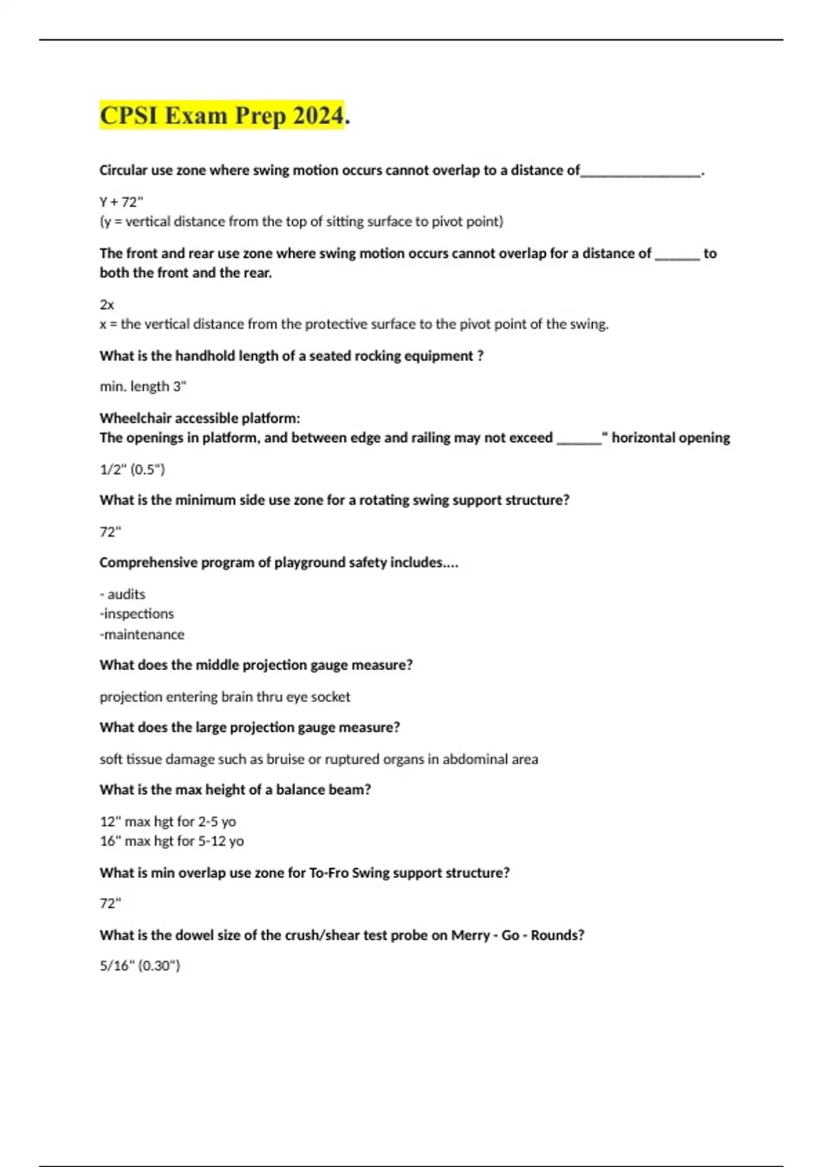 CPSI - Certified Playground Safety Inspector Exam Prep 2024 - CPSI ...