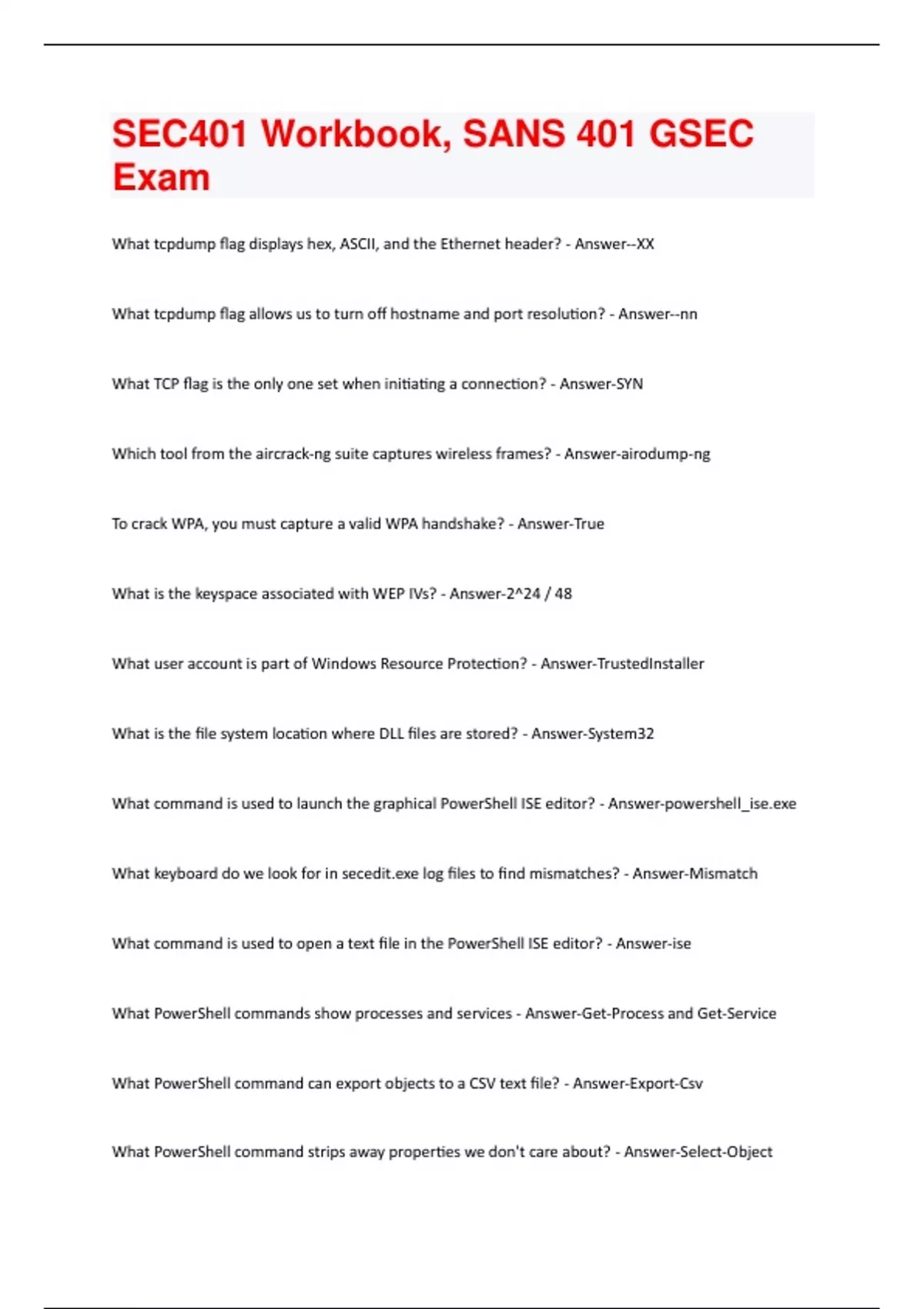 SANS 401 COMPILED PACKAGE DEAL GRADED A+ - Stuvia US