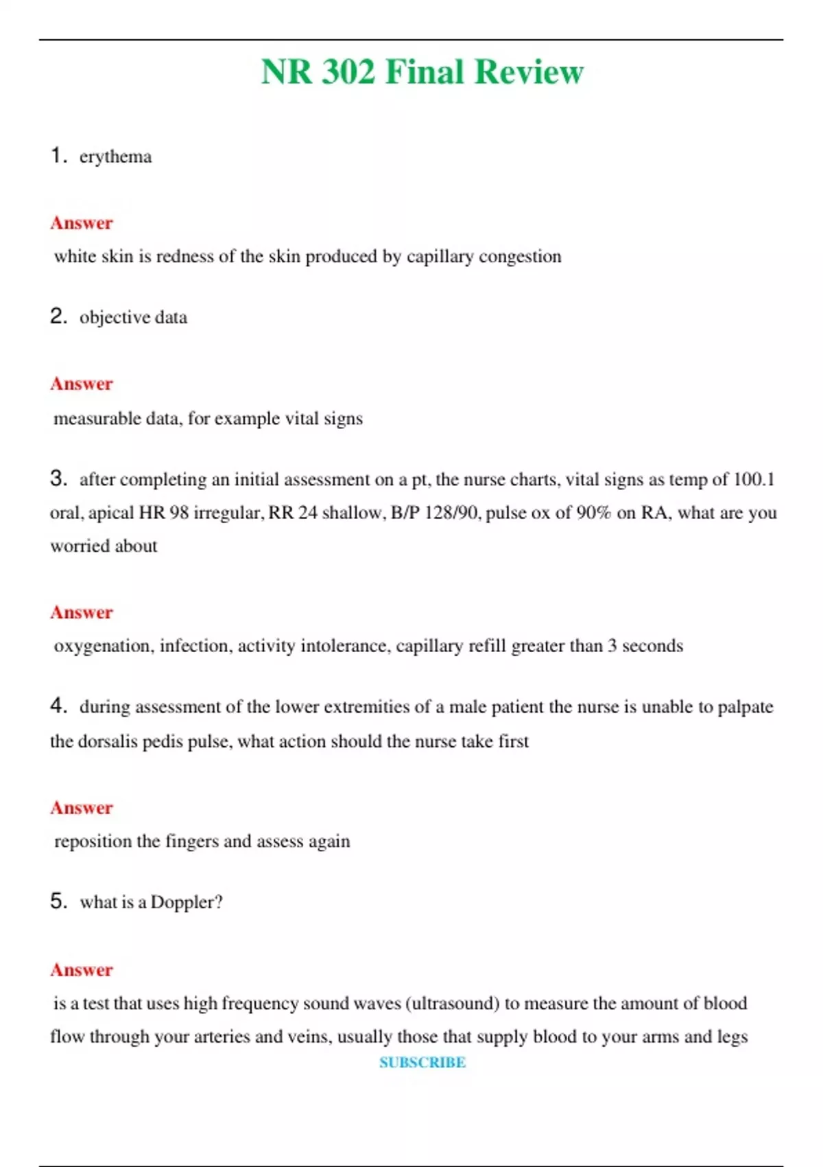 NR 302 (Latest 2024 / 2025) Final Review Questions & Answers with ...