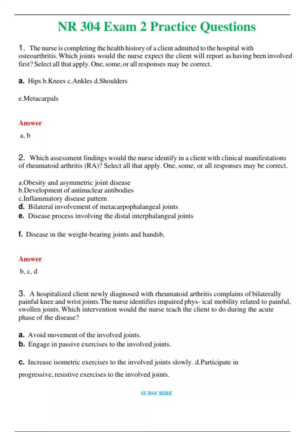 NR 304 (Latest 2024 / 2025) Exam 2 Practice Questions Questions ...