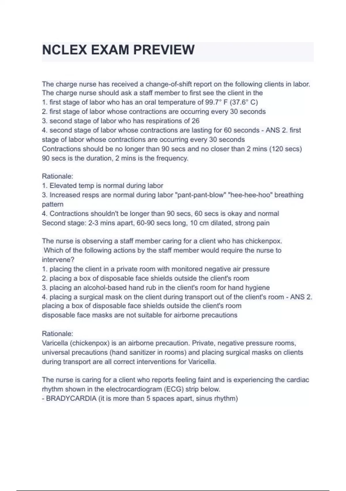 NCLEX EXAM PREVIEW 2024/2025 Questions With Completed Solutions ...