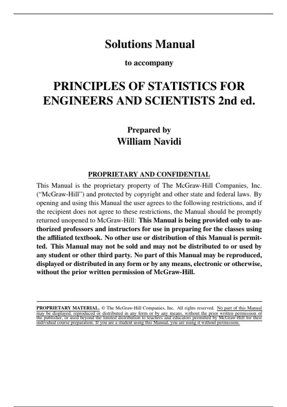 Solution Manual For Principles of Statistics for Engineers and ...