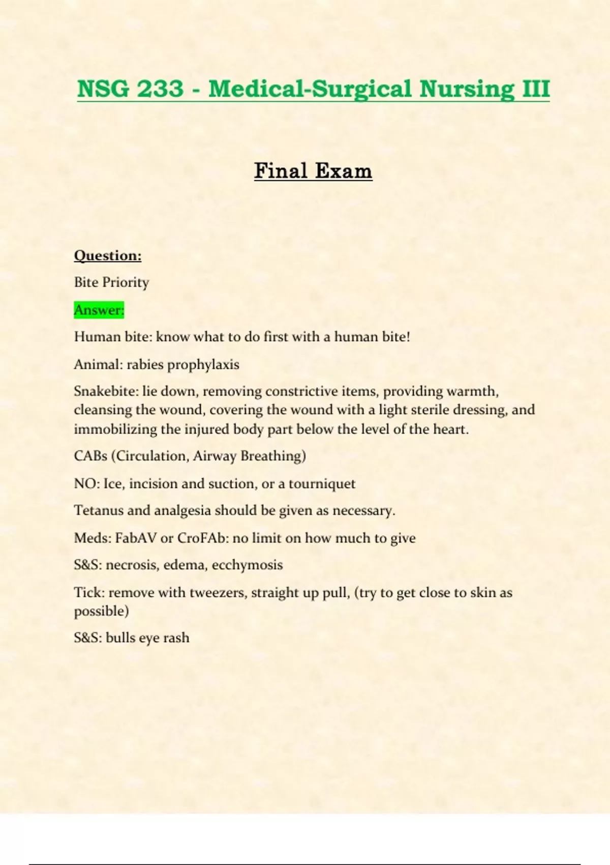 NSG233 / NSG 233 Final Exam (Latest 2024 / 2025 Update): Medical ...