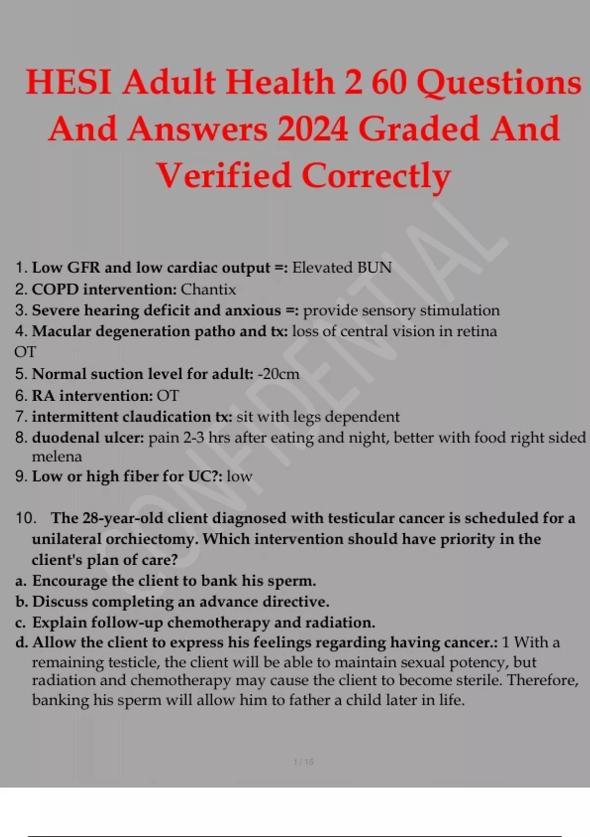 HESI Adult Health 2 60 Questions And Answers 2024 Graded And Verified ...