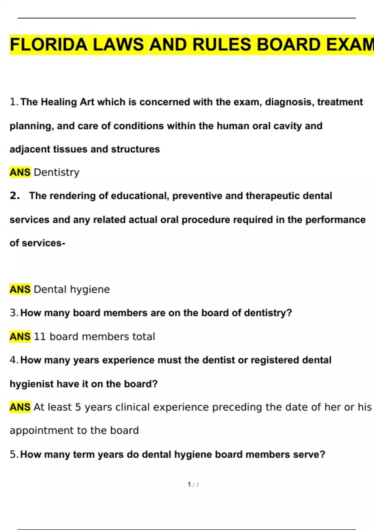 Florida laws And Rules Board Exam BUNDLED Florida Laws and Rules Board ...