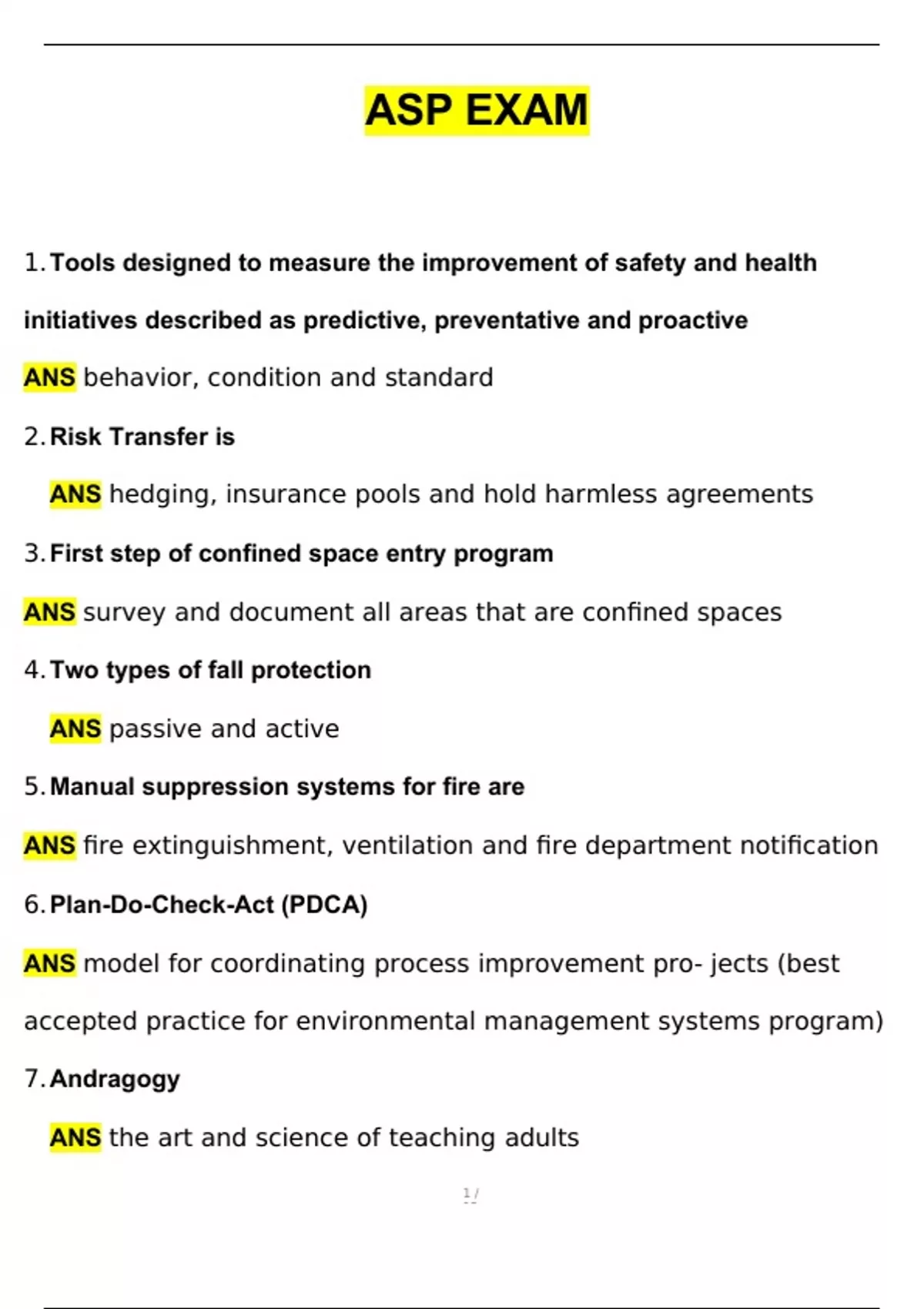 ASP EXAM Questions and Verified Answers (2024 / 2025)/ A+ GRADE - ASP ...