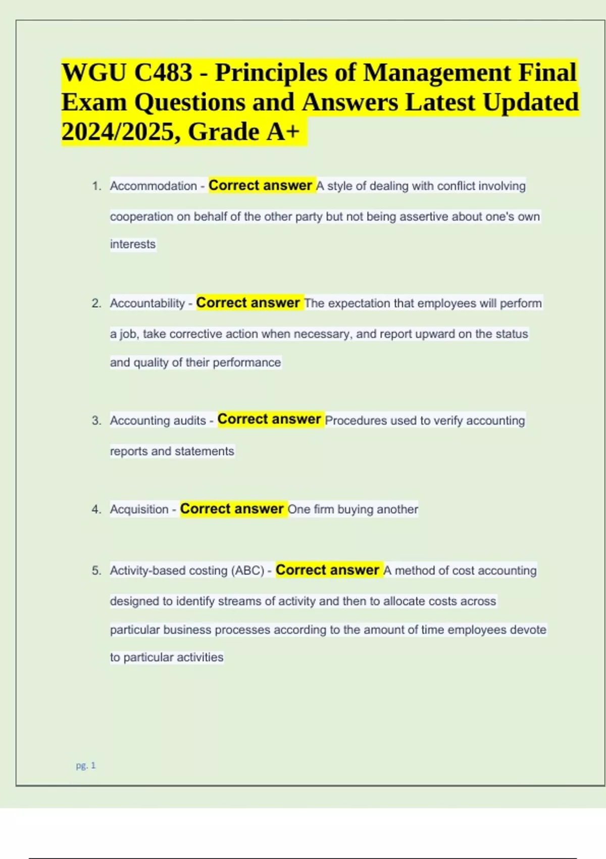 WGU C483 - Principles of Management Final Exam Questions and Answers ...