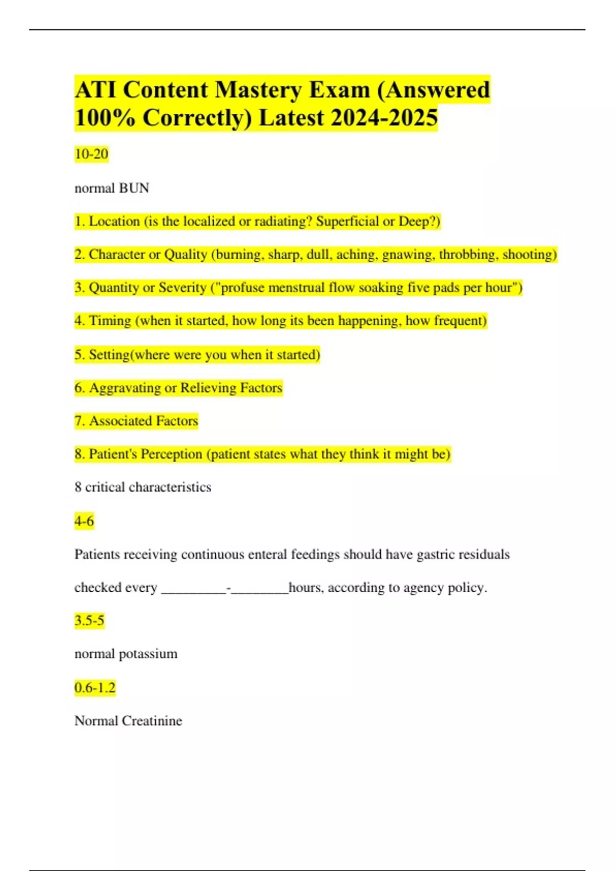 ATI Content Mastery Exam (Answered 100% Correctly) Latest - ATI Content ...