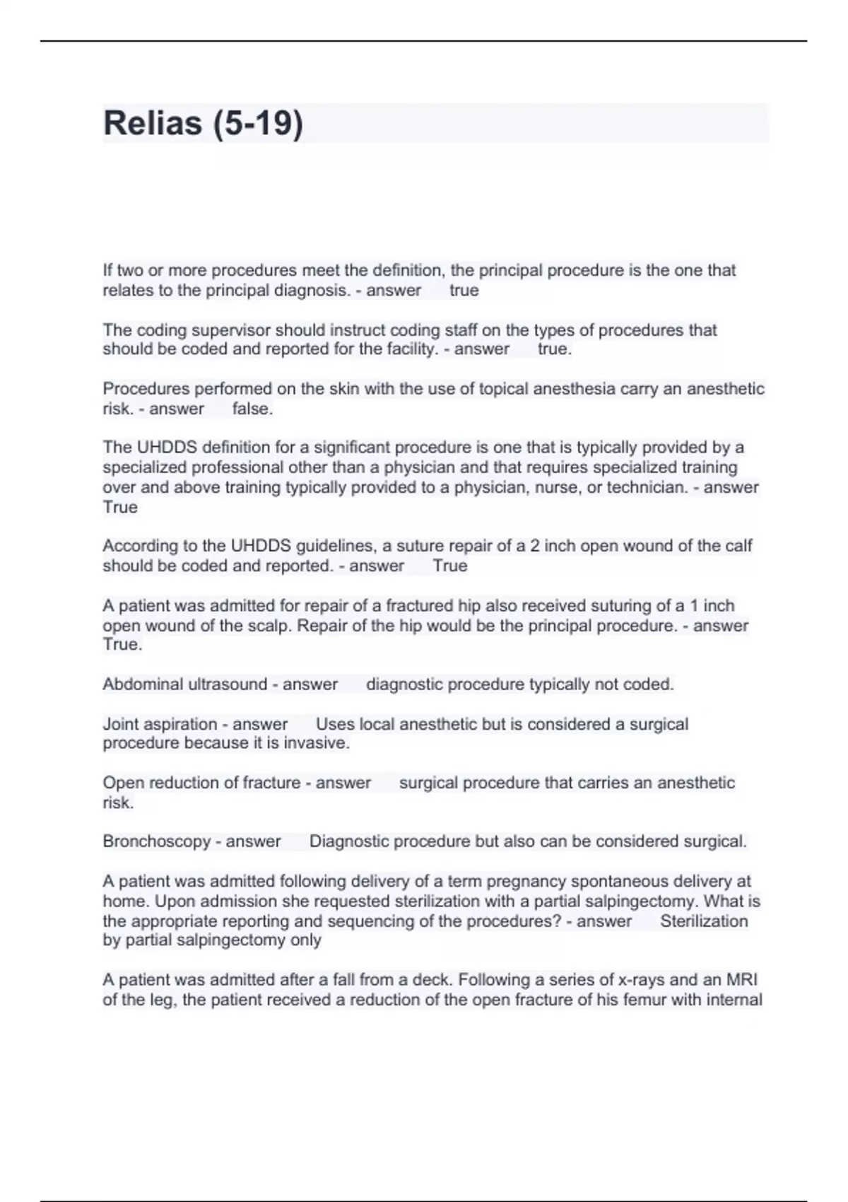 Relias (5-19) Questions and Answers 2024 - Relias - Stuvia US