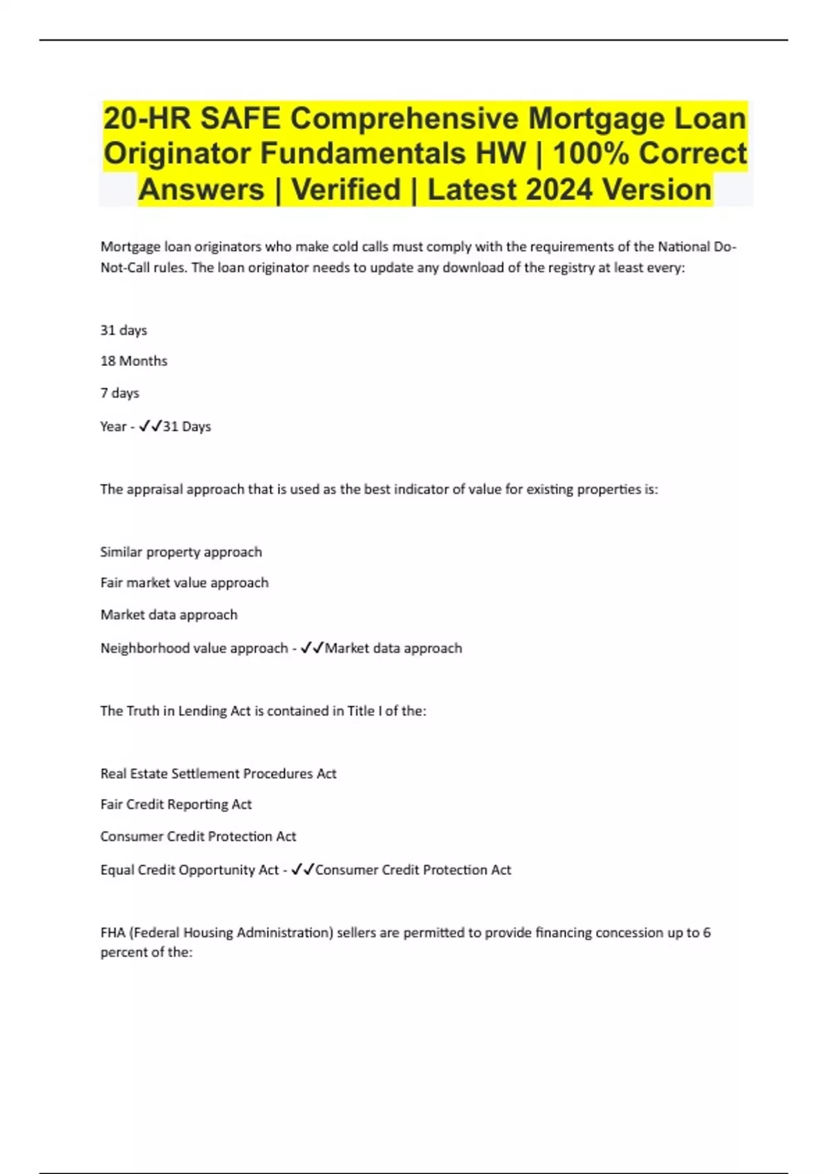 20-HR SAFE Comprehensive Mortgage Loan Originator Fundamentals HW | 100 ...
