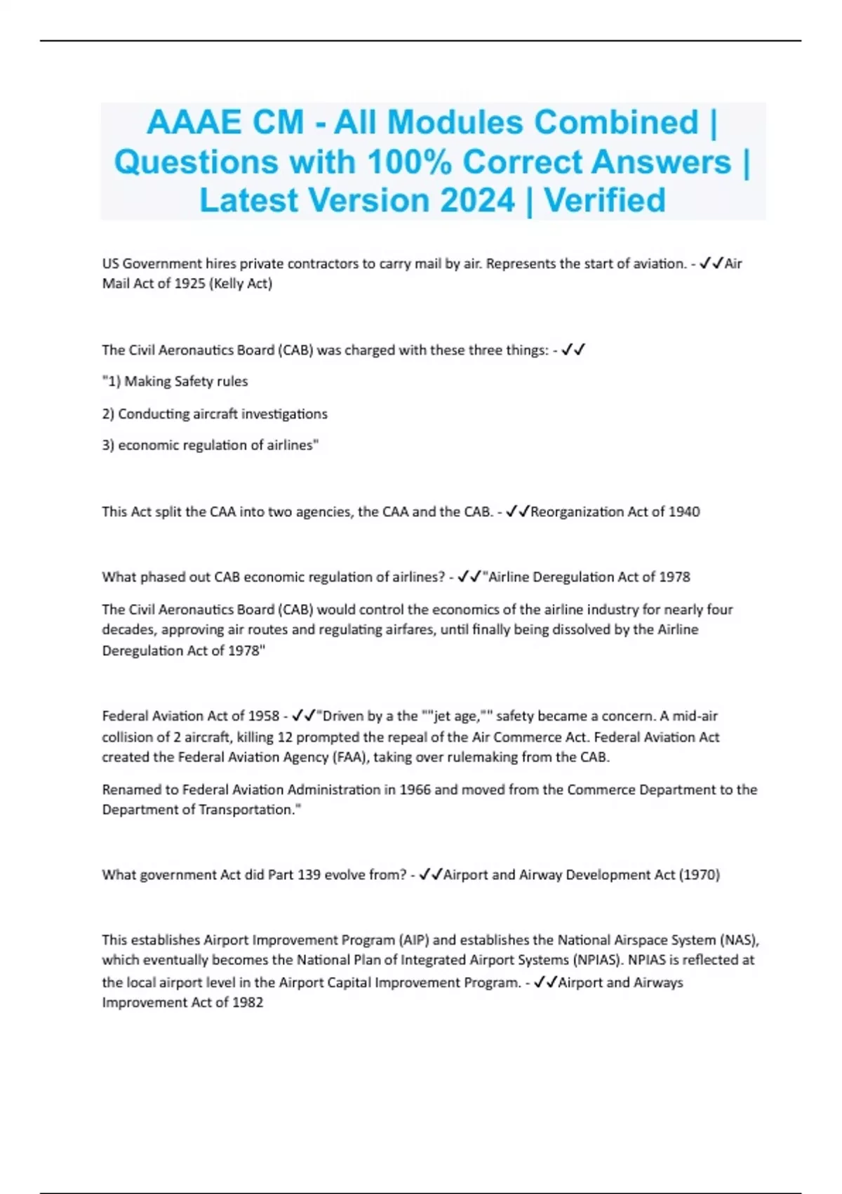 AAAE CM - All Modules Combined | Questions with 100% Correct Answers ...