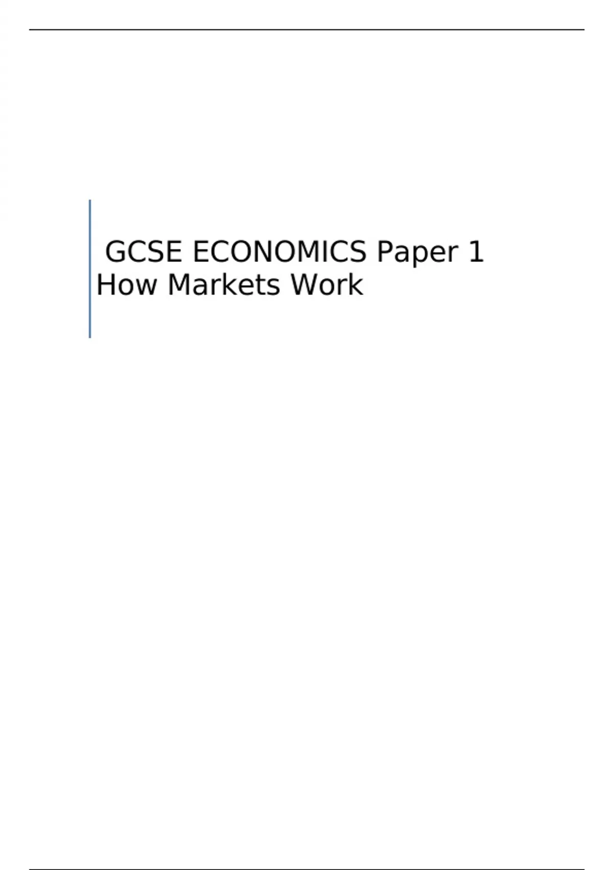 GCSE ECONOMICS Paper 1 How Markets Work QUESTION PAPER AND MARK SCHEME ...