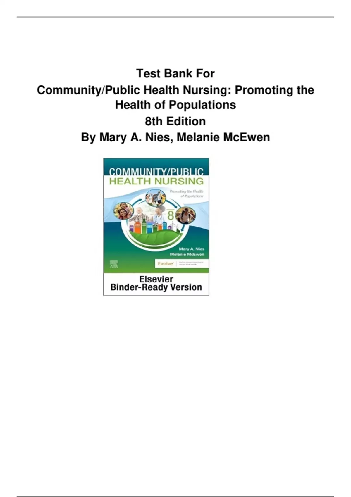Test Bank For Community/Public Health Nursing: Promoting the Health of ...