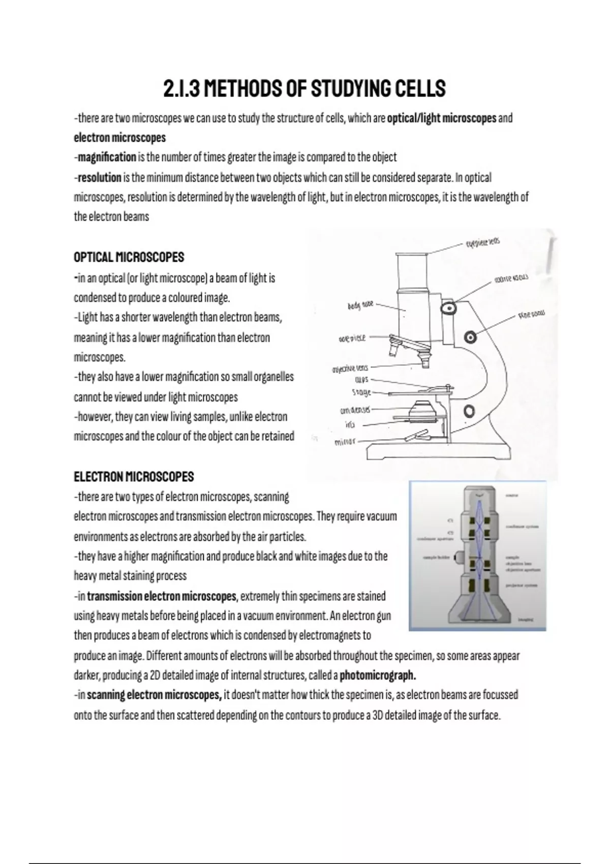 AQA A Level biology- unit 2 cell biology - full summary notes - 2.1.3 ...