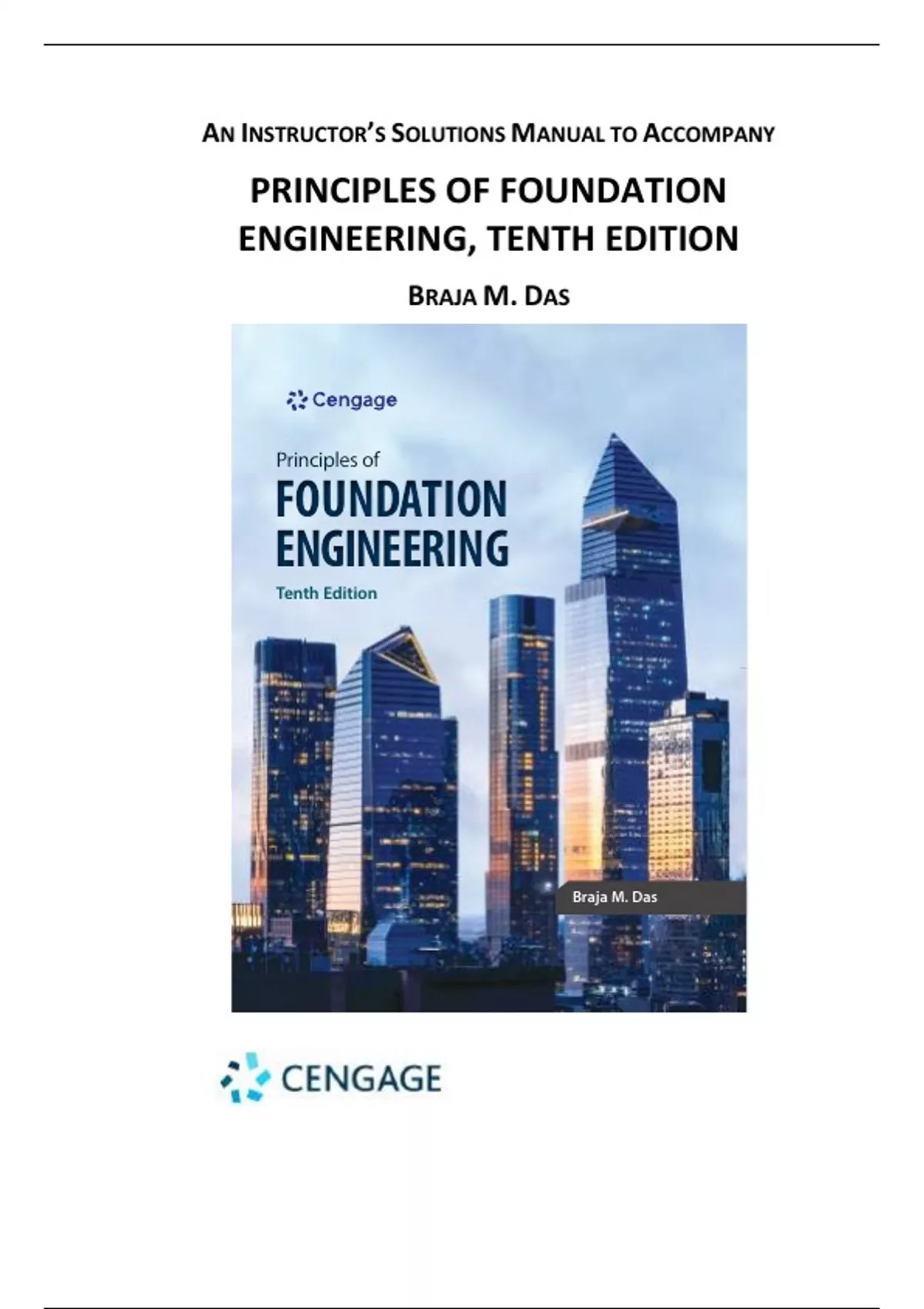SOLUTIONS MANUAL for Principles of Foundation Engineering 10th Edition ...