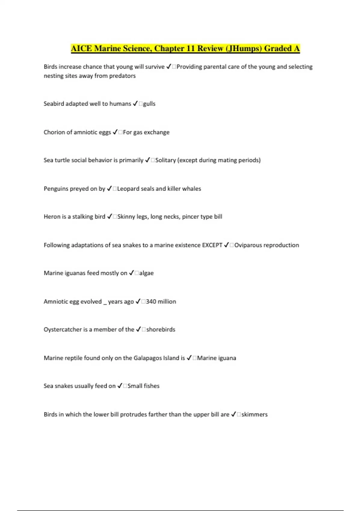 AICE Marine Science, Chapter 11 Review (JHumps) Graded A - AICE Marine ...