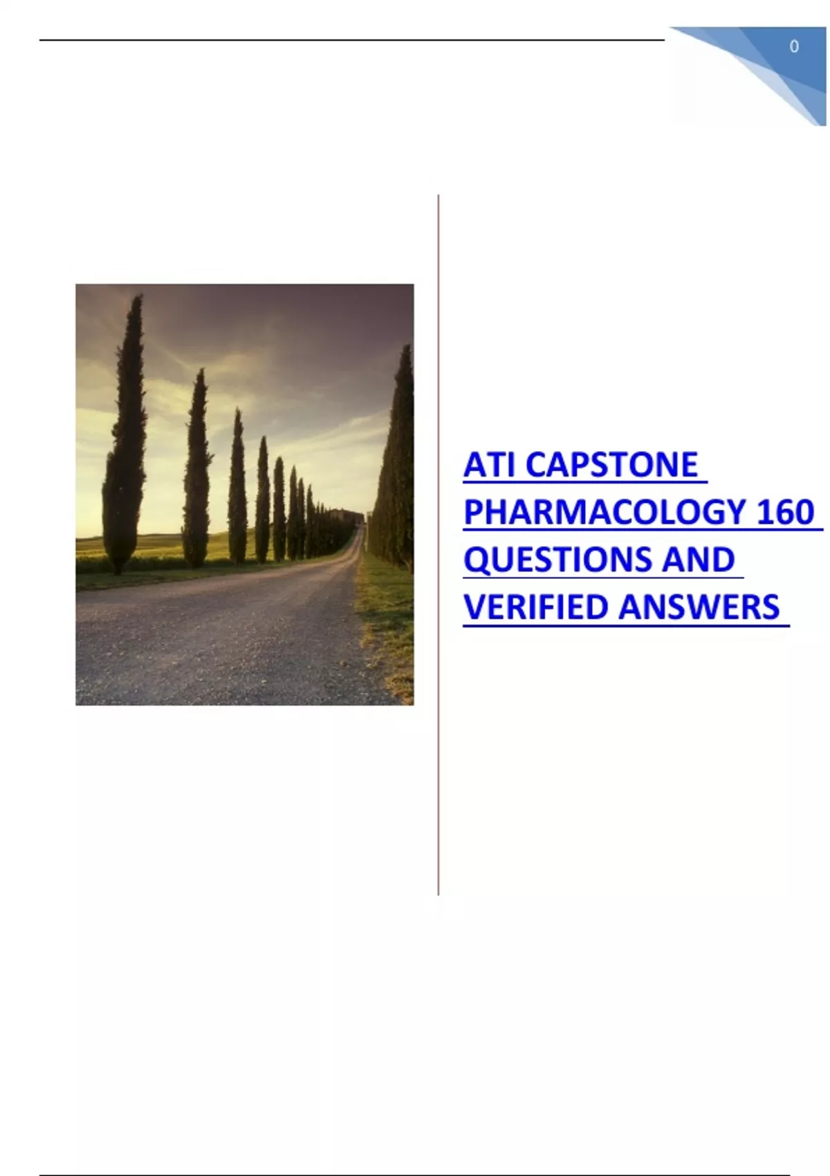 ATI Capstone Pharmacology 160 QUESTIONS AND VERIFIED ANSWERS UPDATED ...