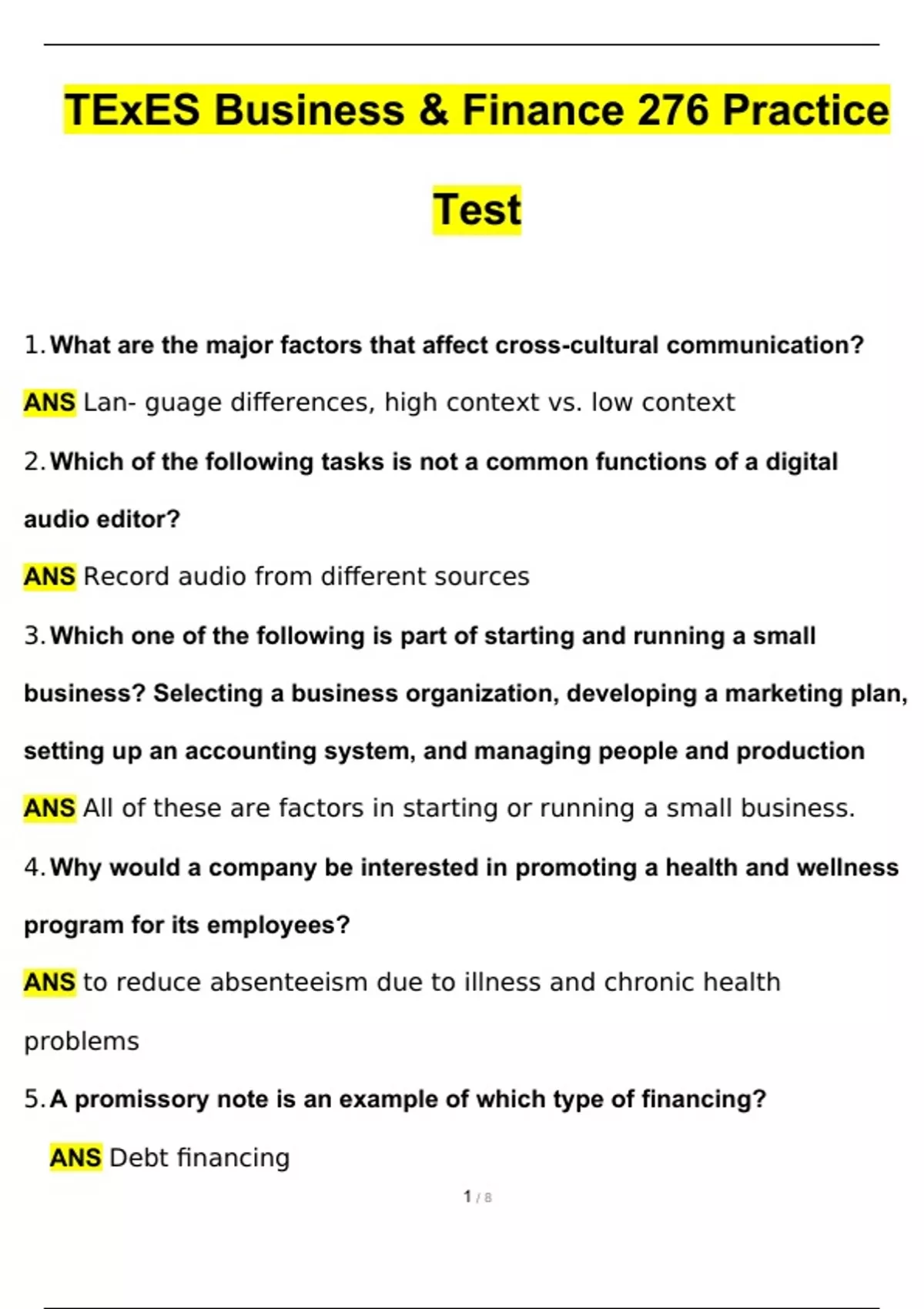 TEXES Marketing Exam 6-12 Complete BUNDLED TExES Business and Finance ...