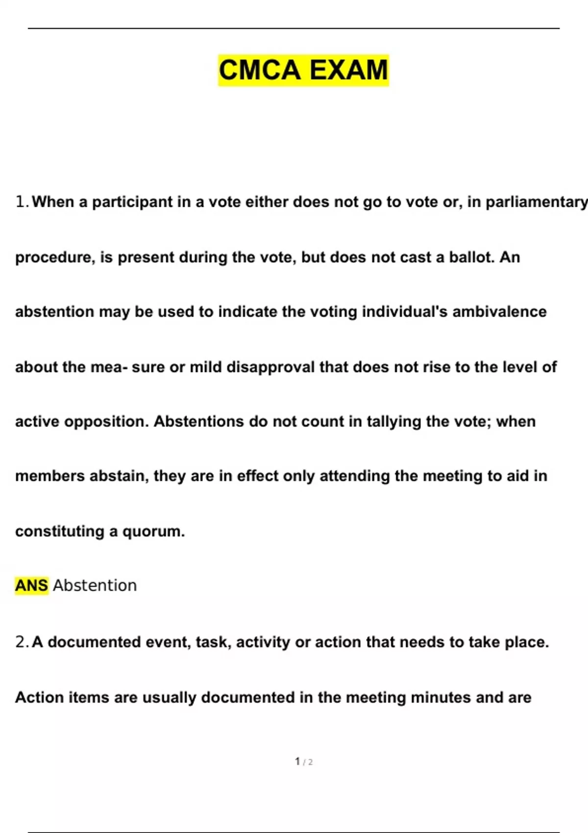 CMCA Exam Latest Update 2024 Questions and Verified Answers (2024 / ...