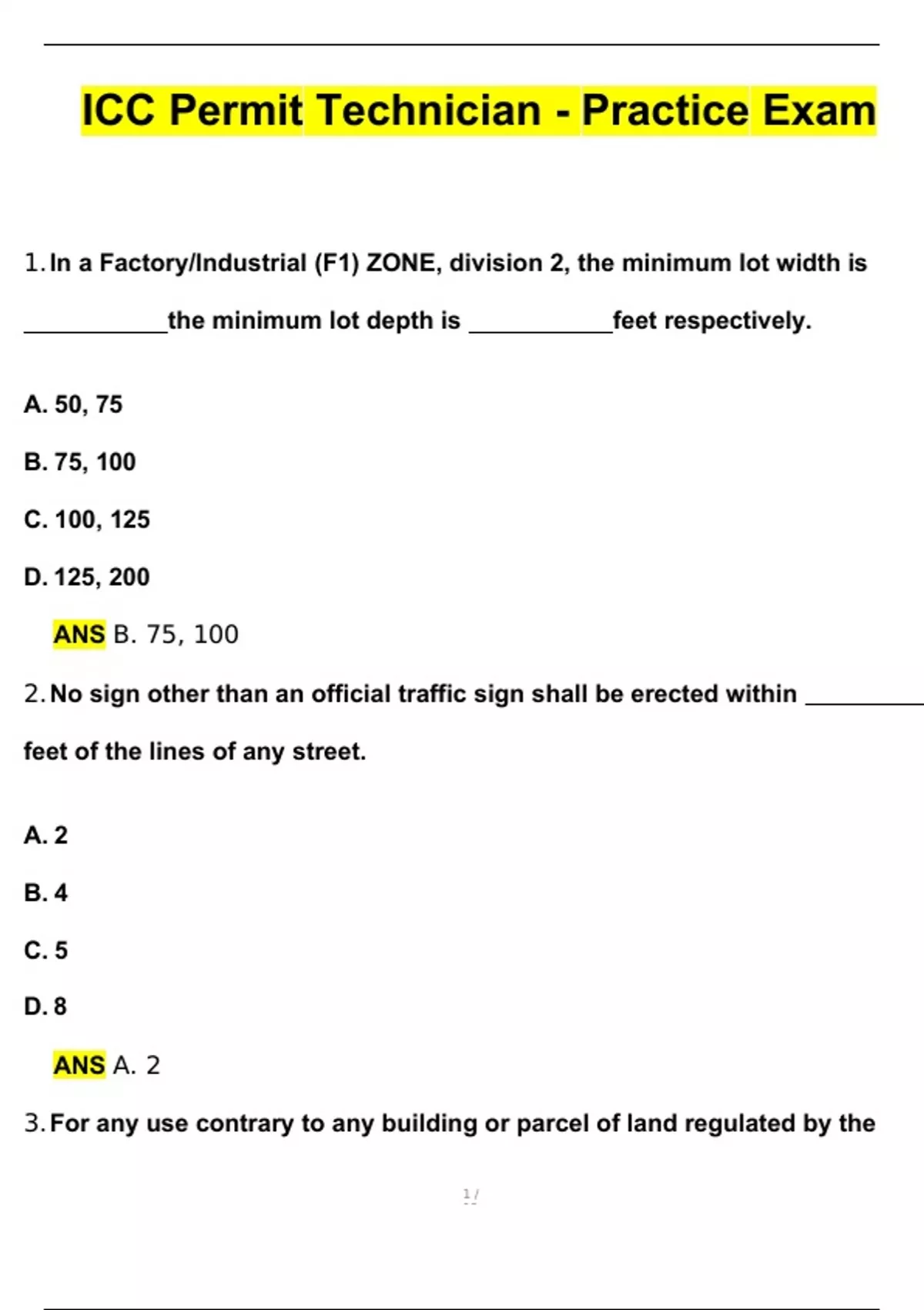 ICC Permit Technician Practice Exam 2025 Questions With Complete ...