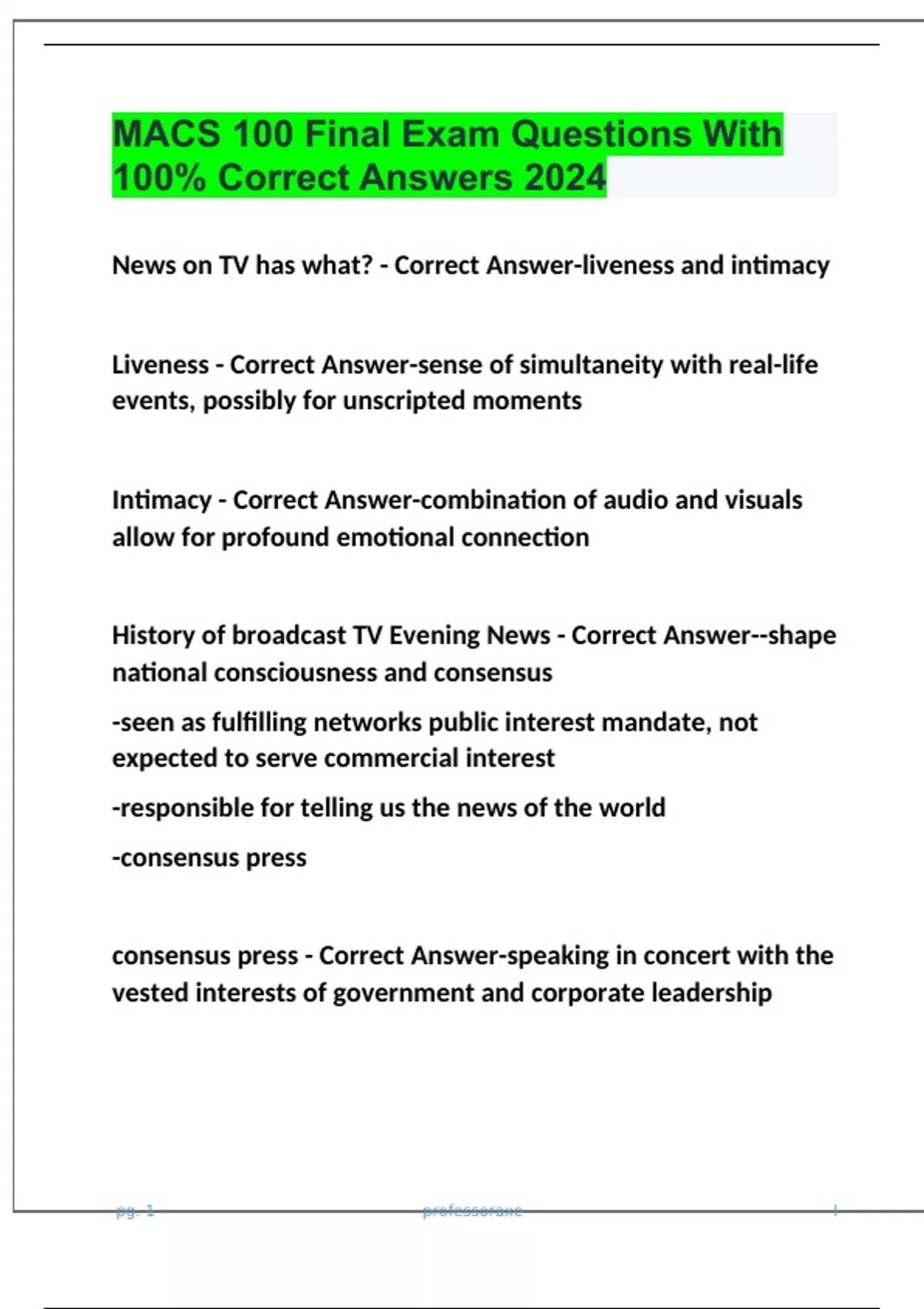 MACS 100 Final Exam Questions With 100% Correct Answers 2024 - MACS 100 ...