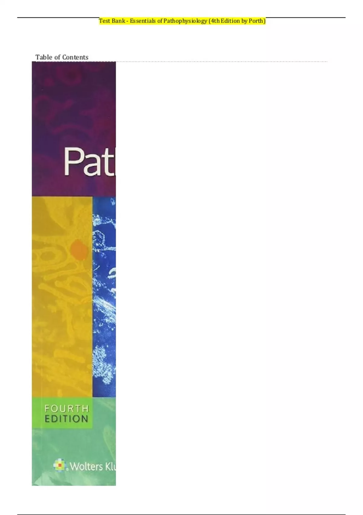 Test Bank - Essentials of Pathophysiology (4th Edition by Porth ...
