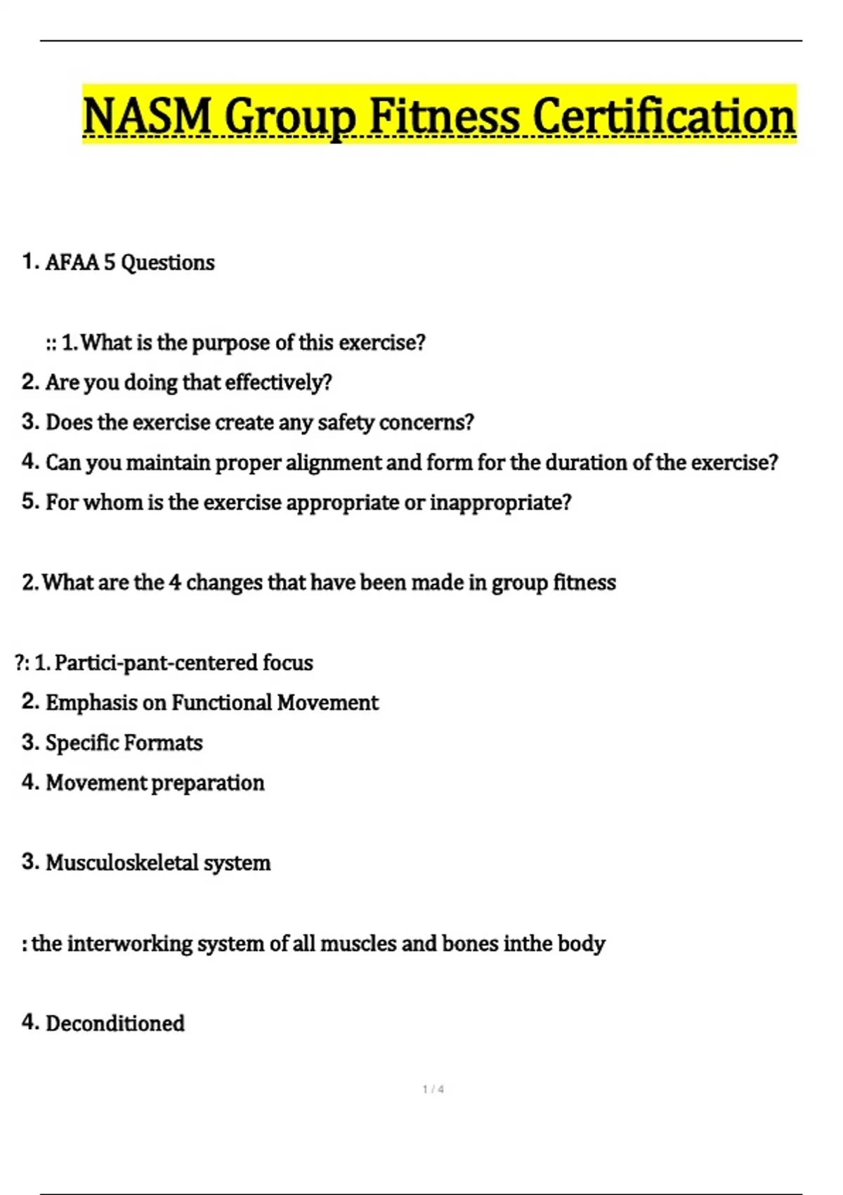NASM Group Fitness Certification Questions and Answers 2024 / 2025 ...