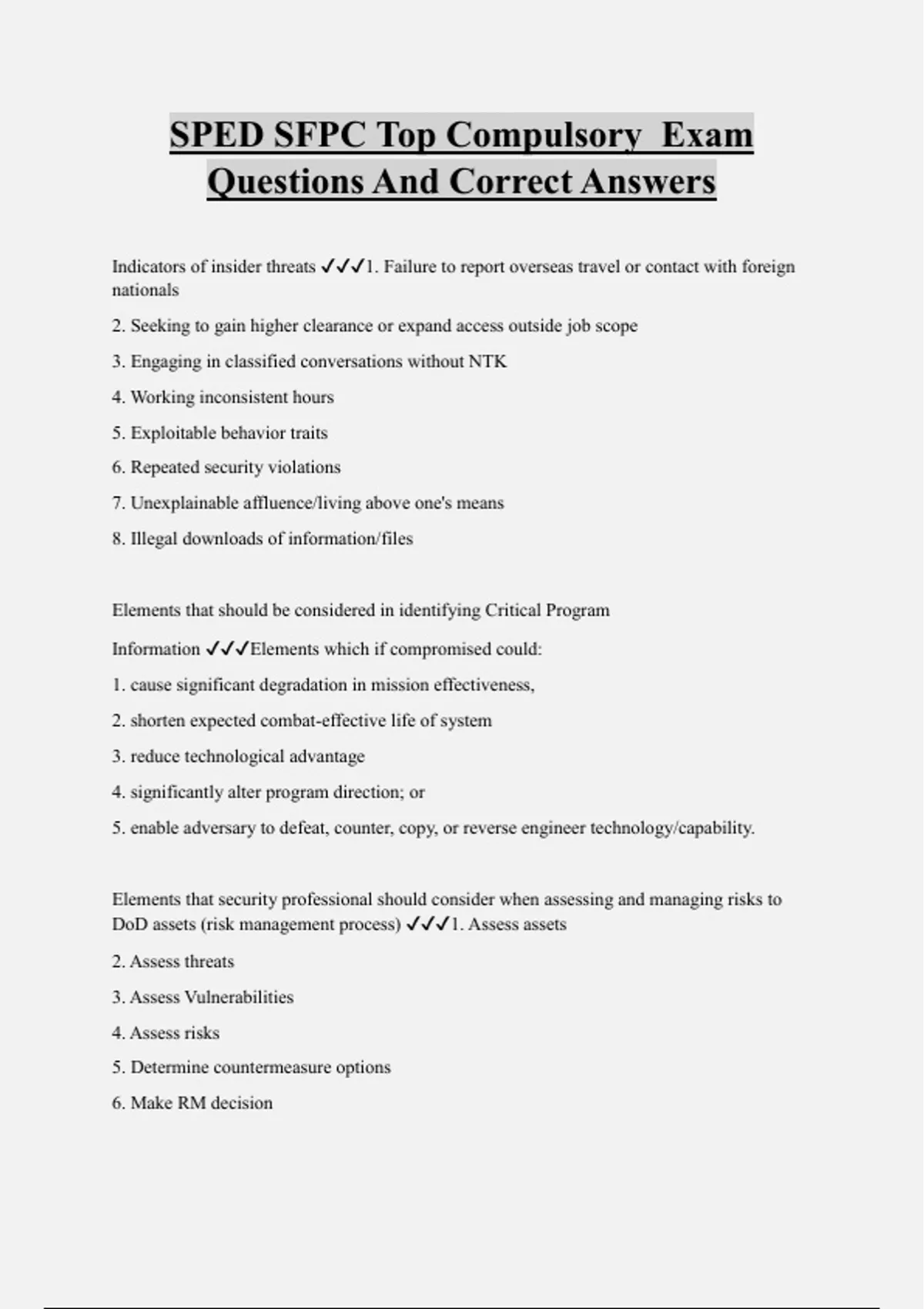 SPED SFPC Top Compulsory Exam Questions And Correct Answers - SPED SFPC ...