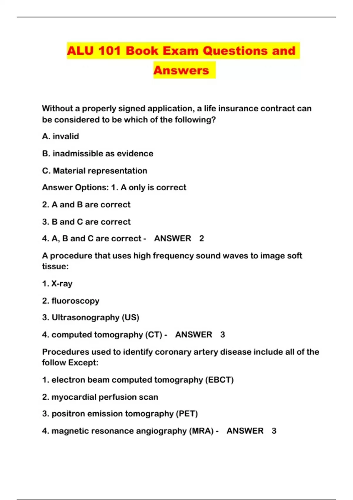 ALU 101 Book Exam Questions and Answers - ALU 101 - Stuvia US
