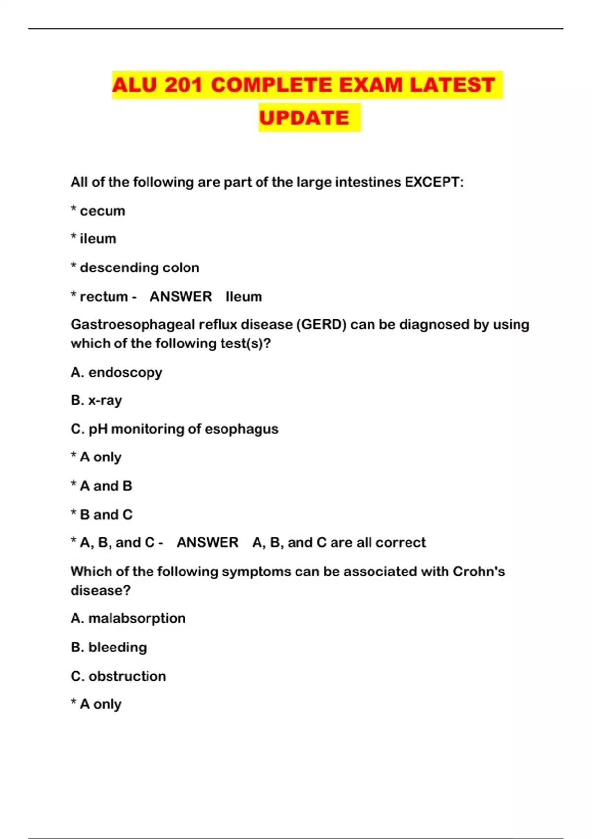ALU 201 COMPLETE EXAM LATEST UPDATE - ALU 201 - Stuvia US
