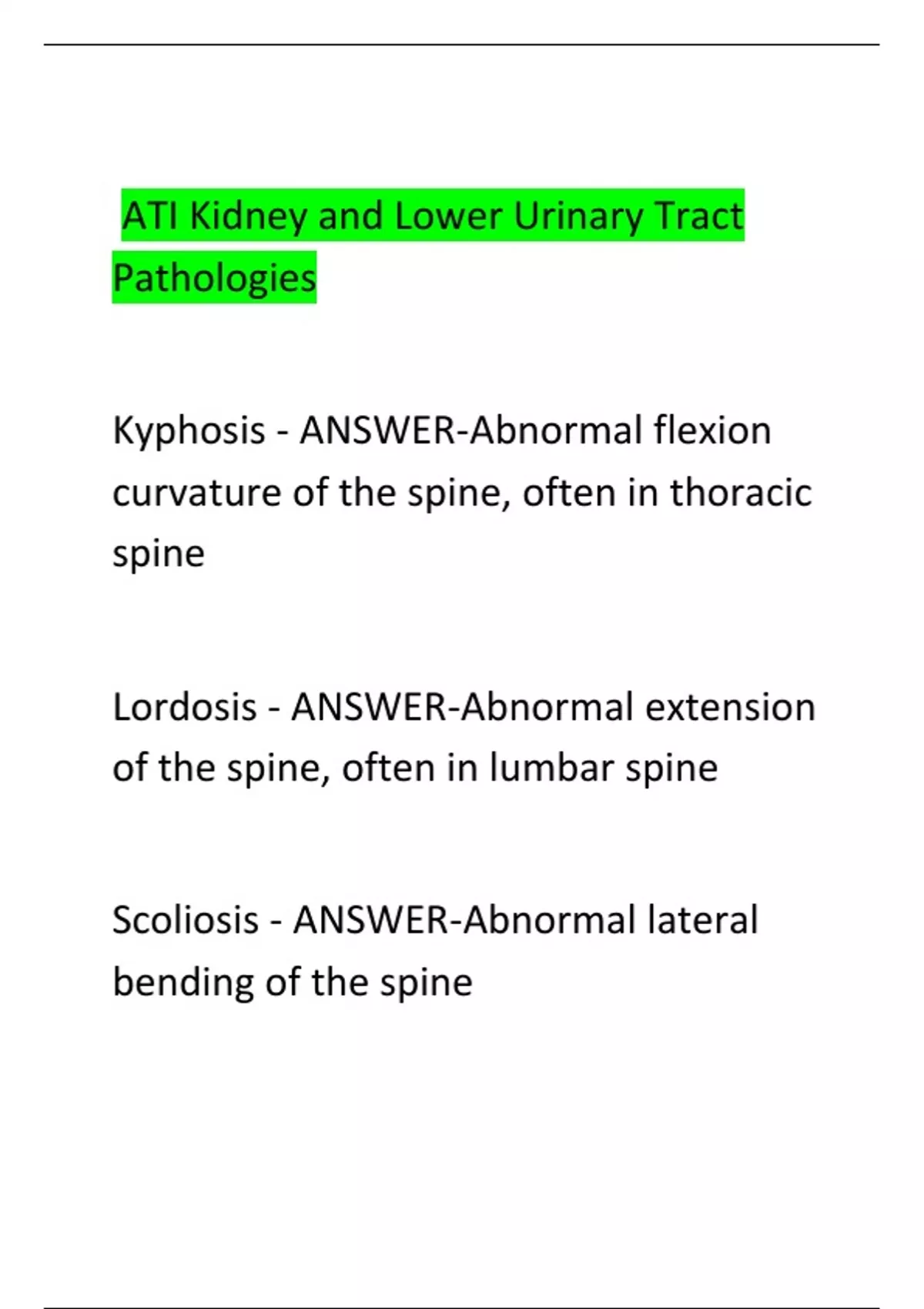 ATI Kidney and Lower Urinary Tract Pathologies - ATI Kidney and Lower ...