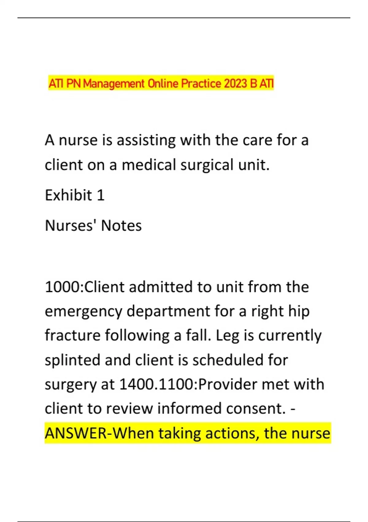 ATI PN Management Online Practice 2023 B ATI - ATI PN Management Online ...