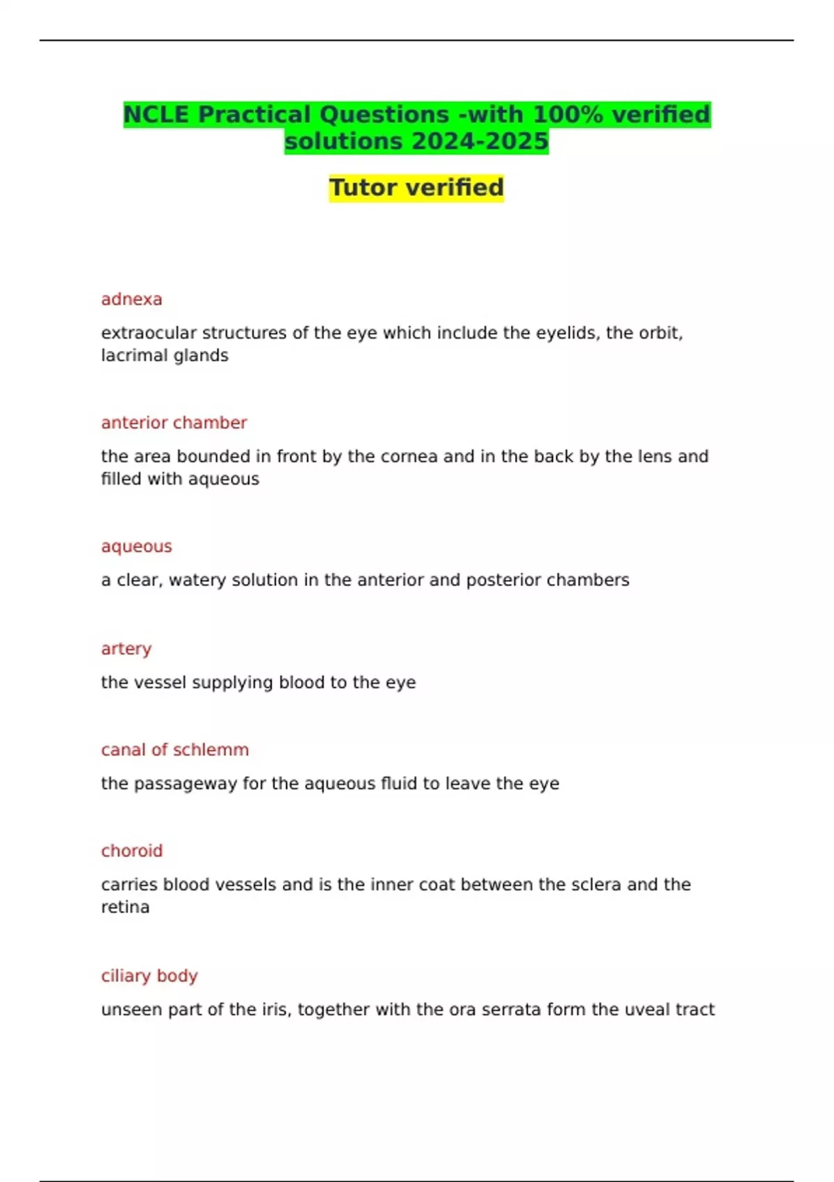 NCLE Practical Questions -with 100% verified solutions - NCLE Practical ...