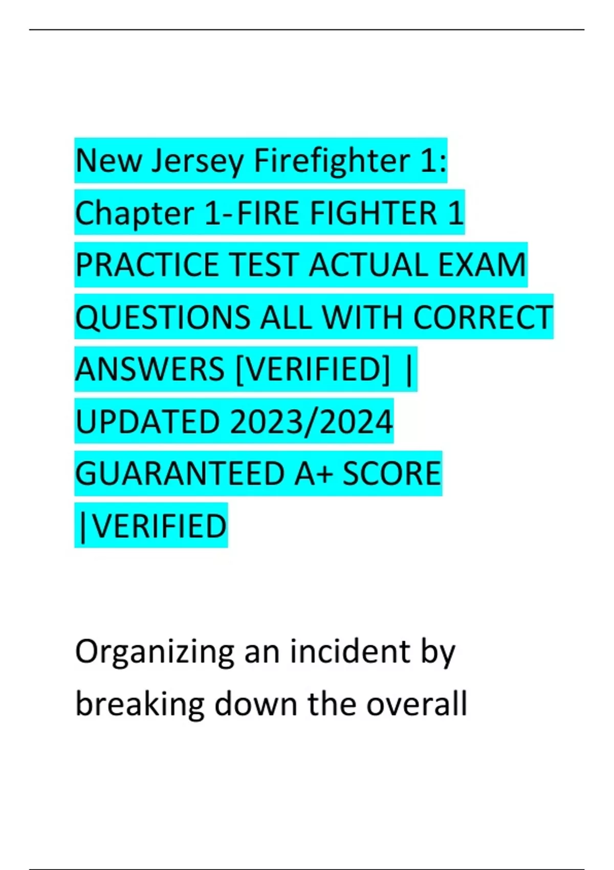 New Jersey Firefighter 1: Chapter 1- FIRE FIGHTER 1 PRACTICE TEST ...