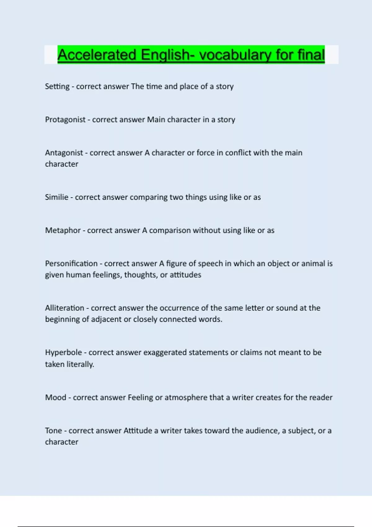 Accelerated English bundle latest update - Stuvia US